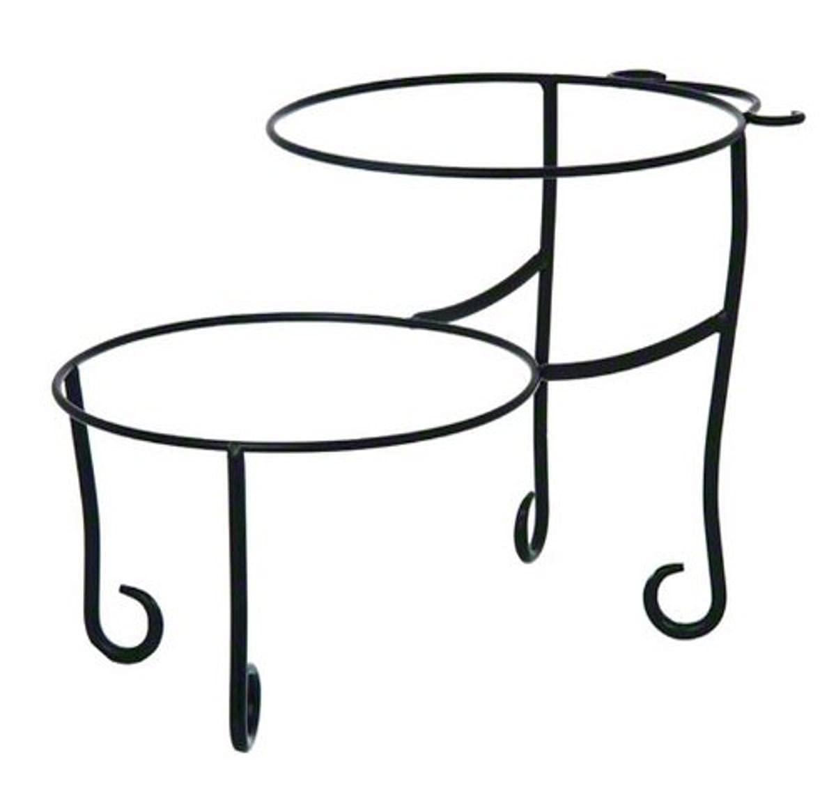 American Metalcraft TLSP1219 Wrought Iron Pizza Stand with Curled Feet, Two-Tier, 12" H x 19" W, Black