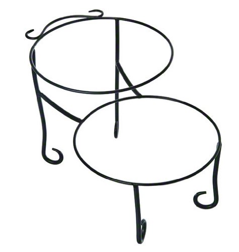 American Metalcraft TLSP1219 Wrought Iron Pizza Stand with Curled Feet, Two-Tier, 12" H x 19" W, Black