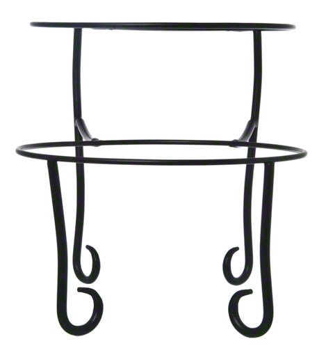American Metalcraft TLSP1219 Wrought Iron Pizza Stand with Curled Feet, Two-Tier, 12" H x 19" W, Black