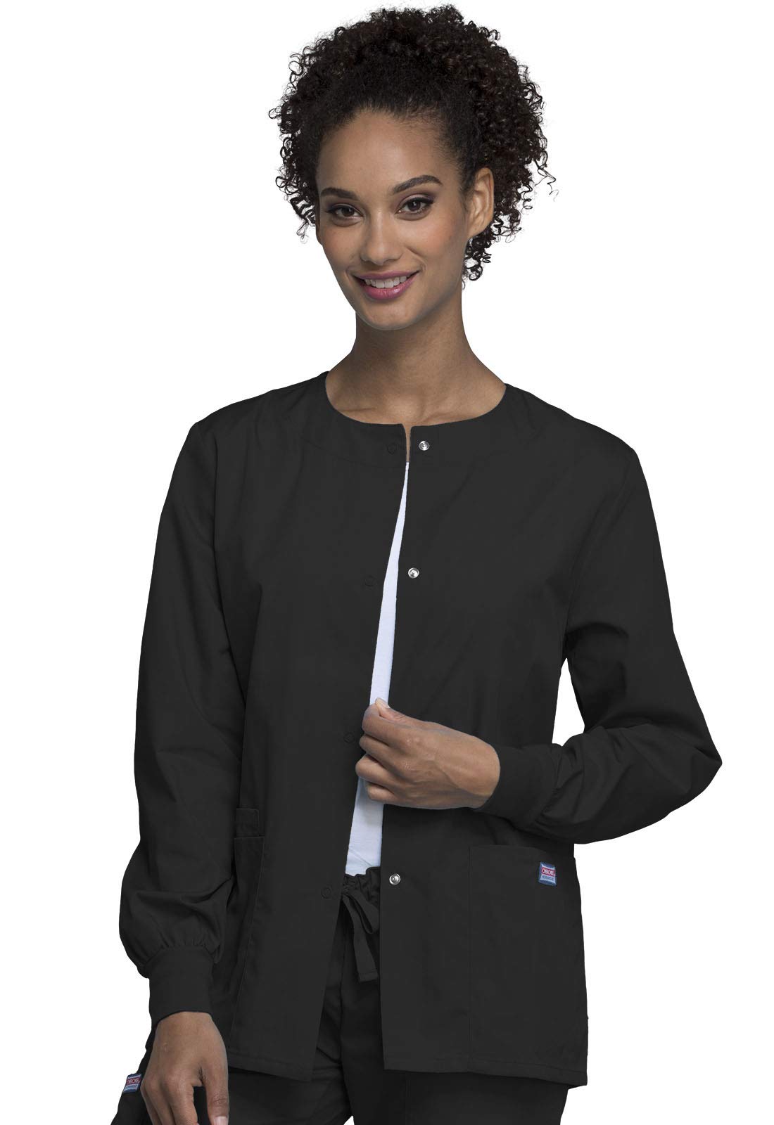 Cherokee Women's Warm Up Scrubs Jacket, Black, Small