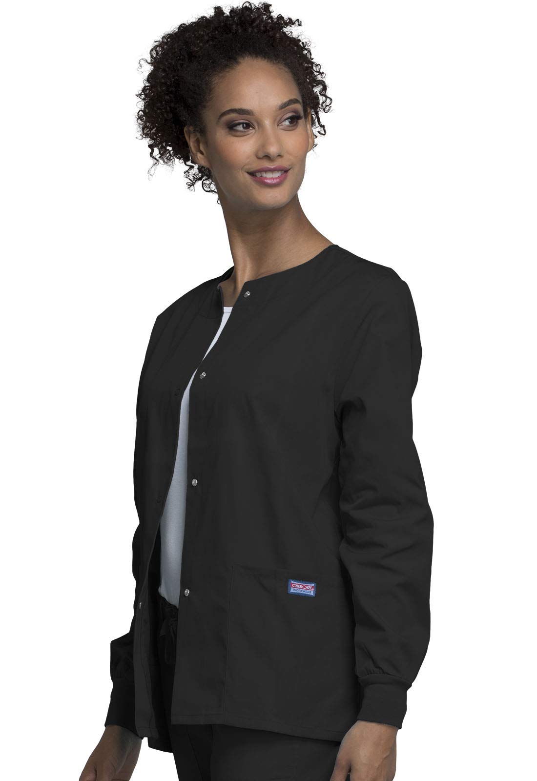 Cherokee Women's Warm Up Scrubs Jacket, Black, Small