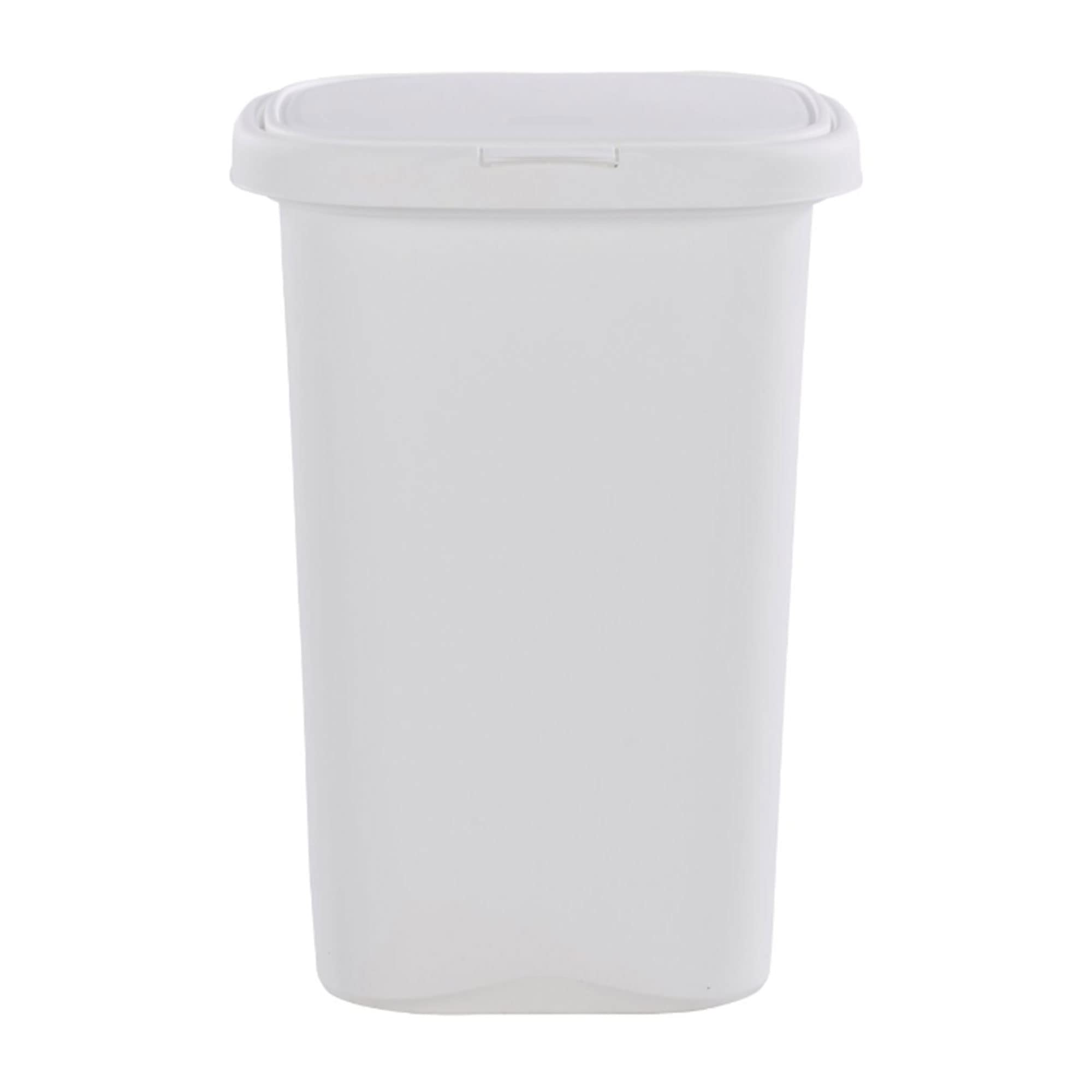Rubbermaid Spring Top Kitchen Bathroom Trash Can with Lid, 13-Gallon, White, Plastic Garbage Bin/Wastebasket for Home/Kitchen/Bathroom/Garage