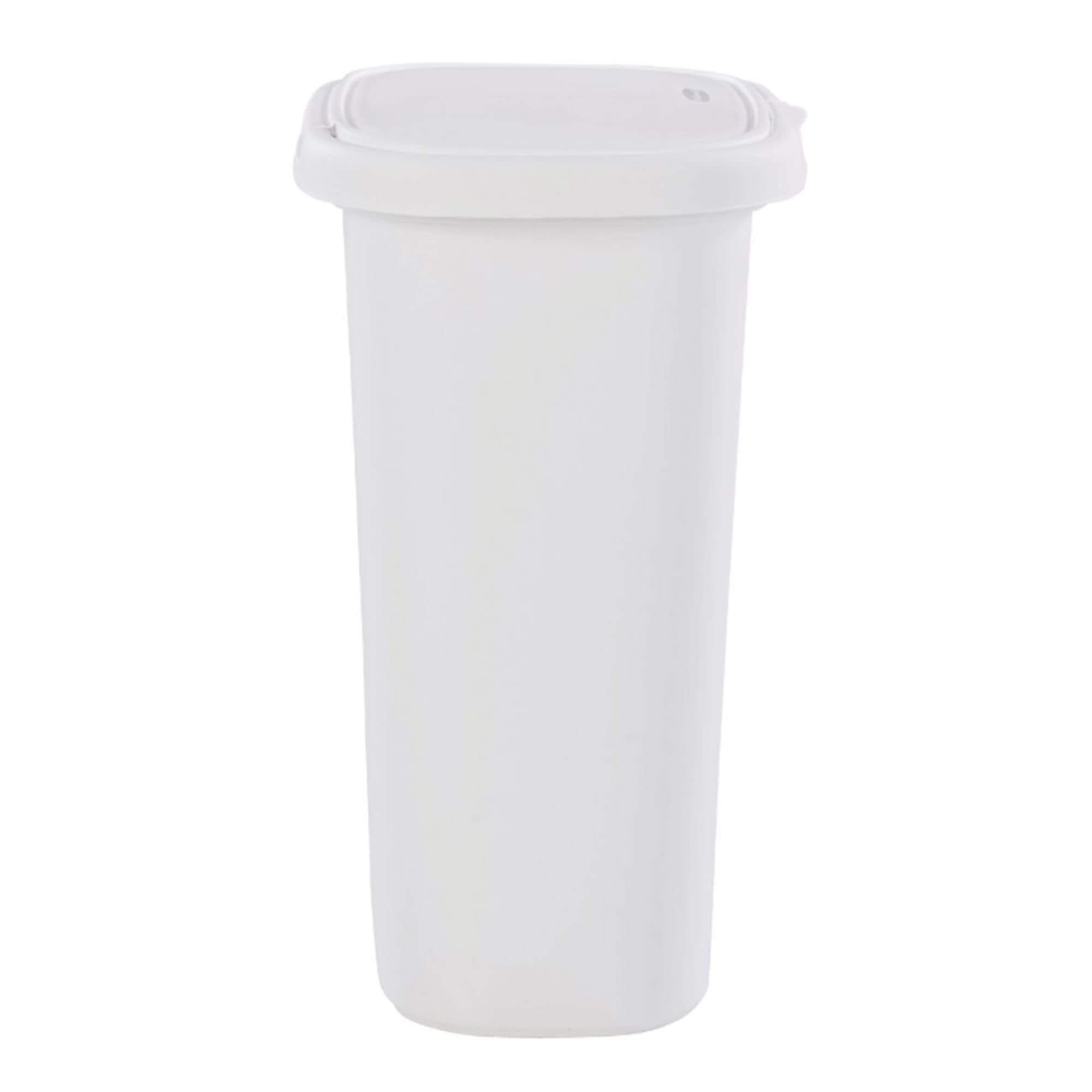 Rubbermaid Spring Top Kitchen Bathroom Trash Can with Lid, 13-Gallon, White, Plastic Garbage Bin/Wastebasket for Home/Kitchen/Bathroom/Garage