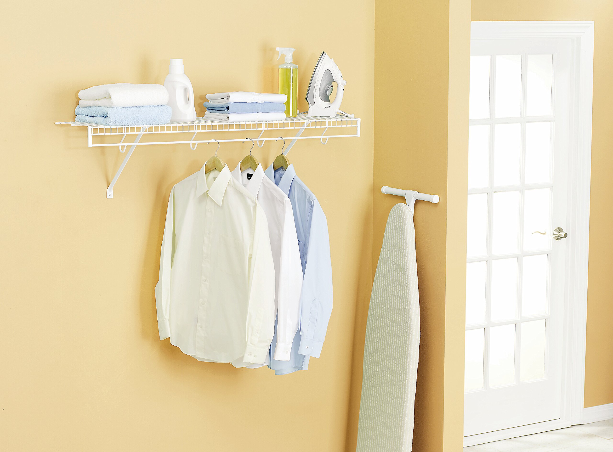 Rubbermaid FreeSlide Closet Shelf Kit, 4-Feet, White, Organization for Linen Closets, Laundry Rooms