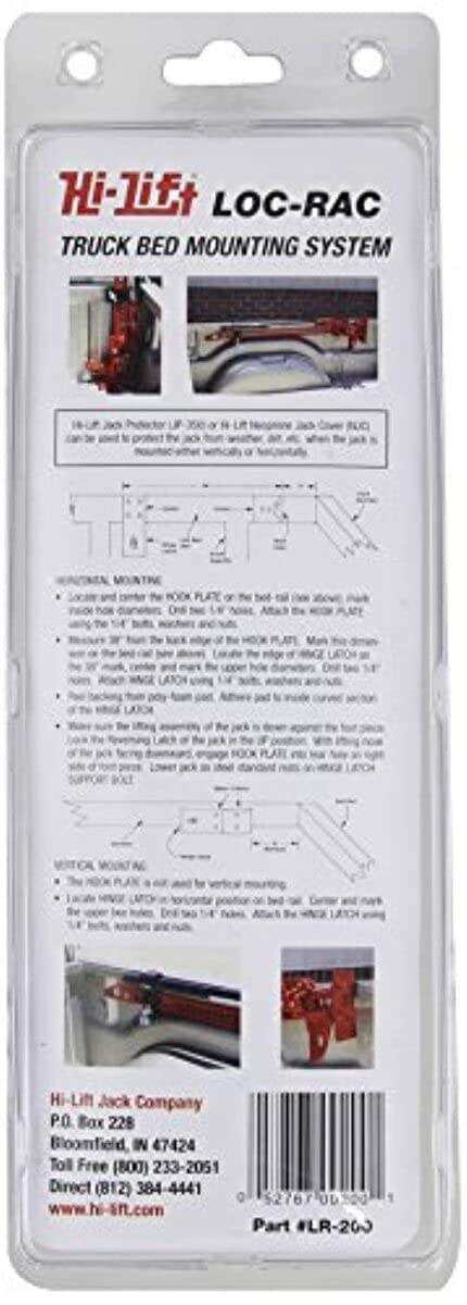 Hi-Lift Jack LR-200 Loc-Rac Jack Truck Bed Mounting System , Black