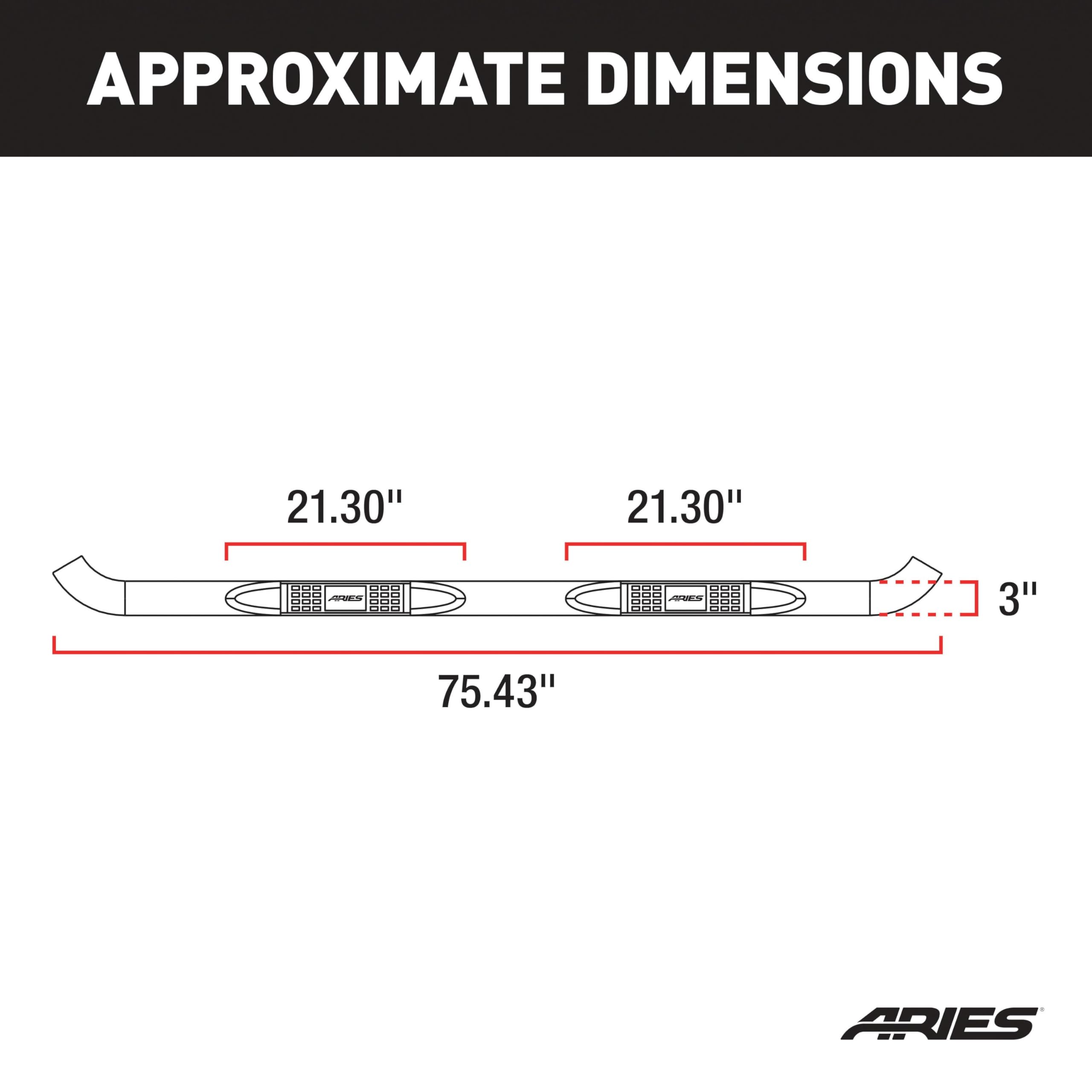 ARIES 204075-2 3-Inch Round Polished Stainless Steel Nerf Bars, No-Drill, Select Hummer H2