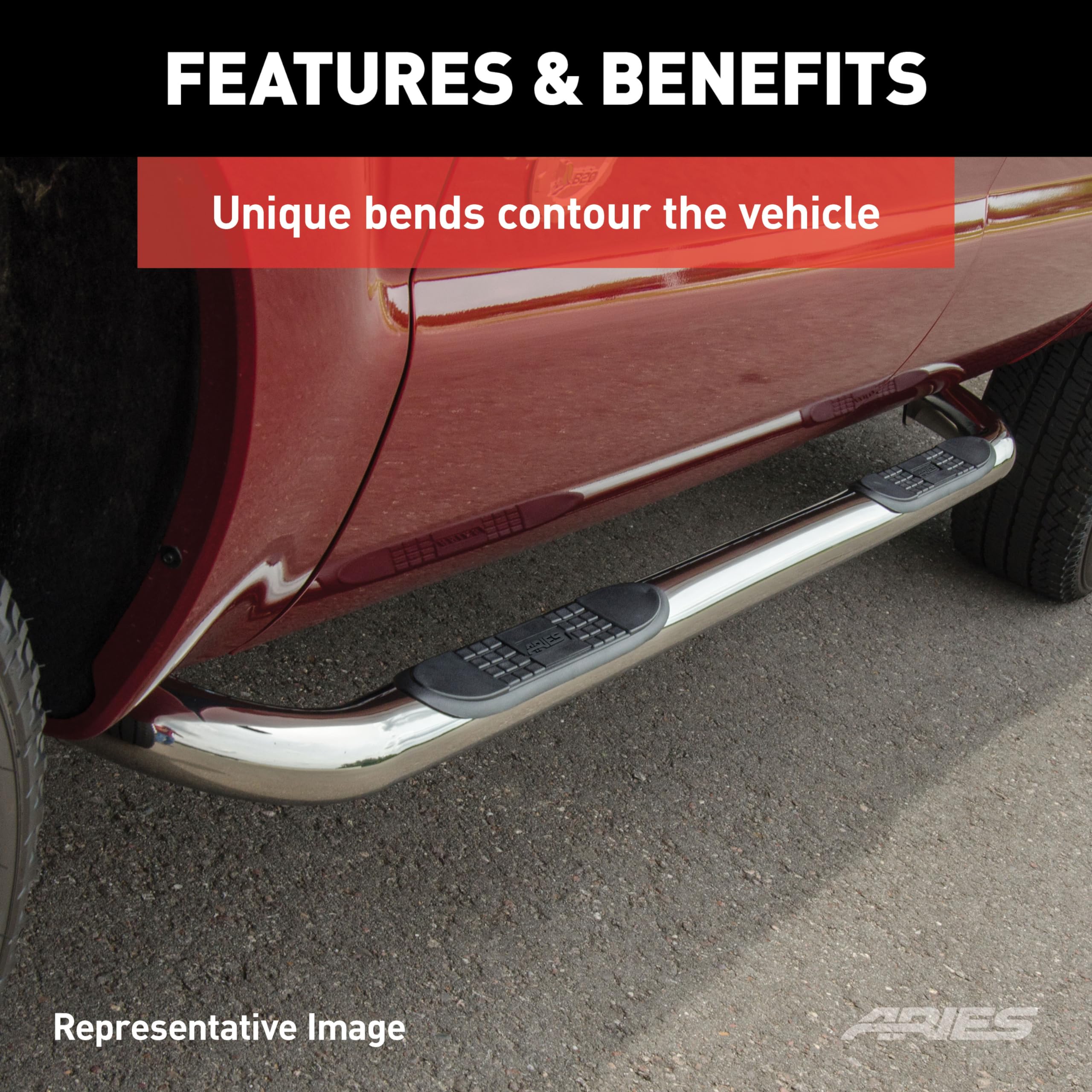 ARIES 204075-2 3-Inch Round Polished Stainless Steel Nerf Bars, No-Drill, Select Hummer H2