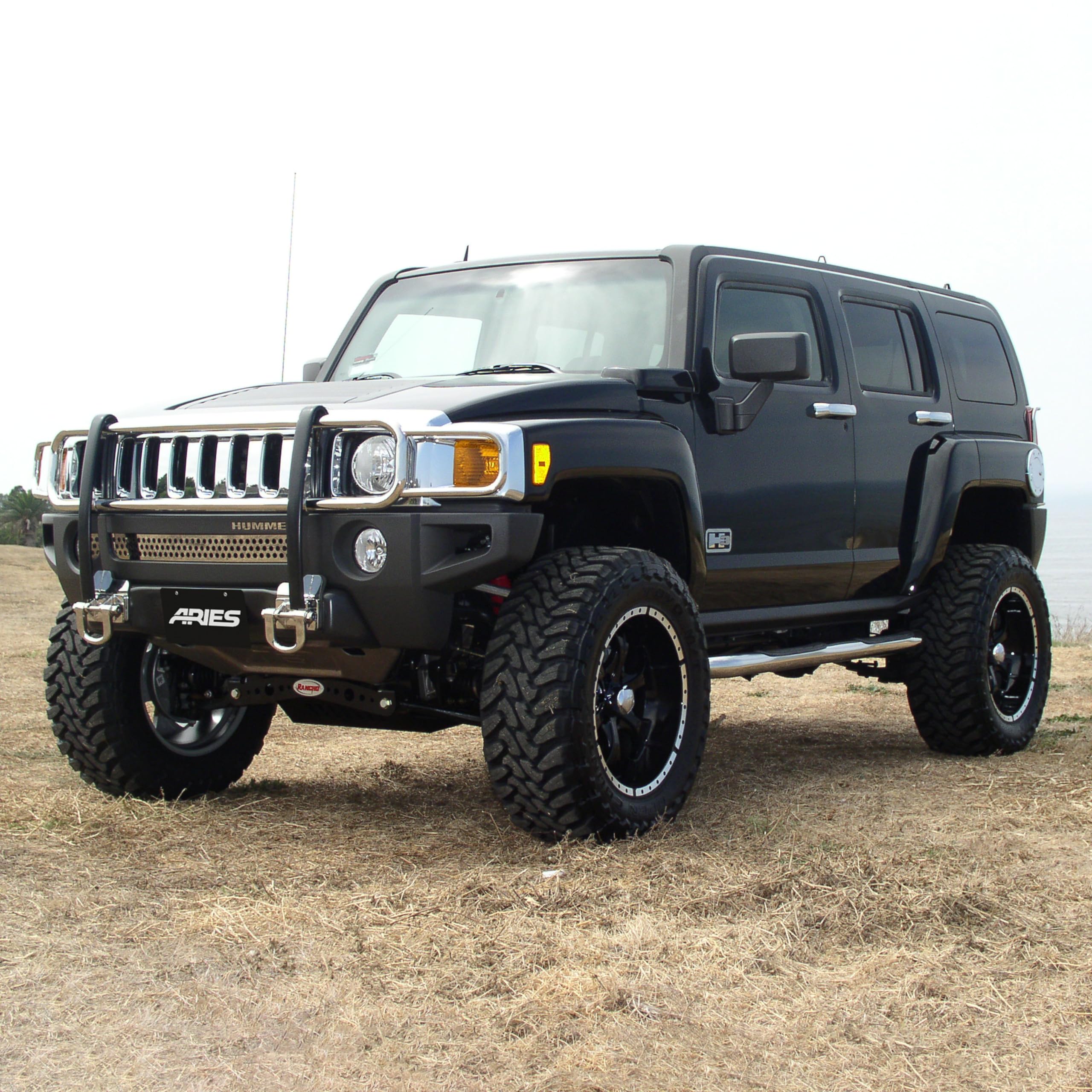 ARIES 204075-2 3-Inch Round Polished Stainless Steel Nerf Bars, No-Drill, Select Hummer H2
