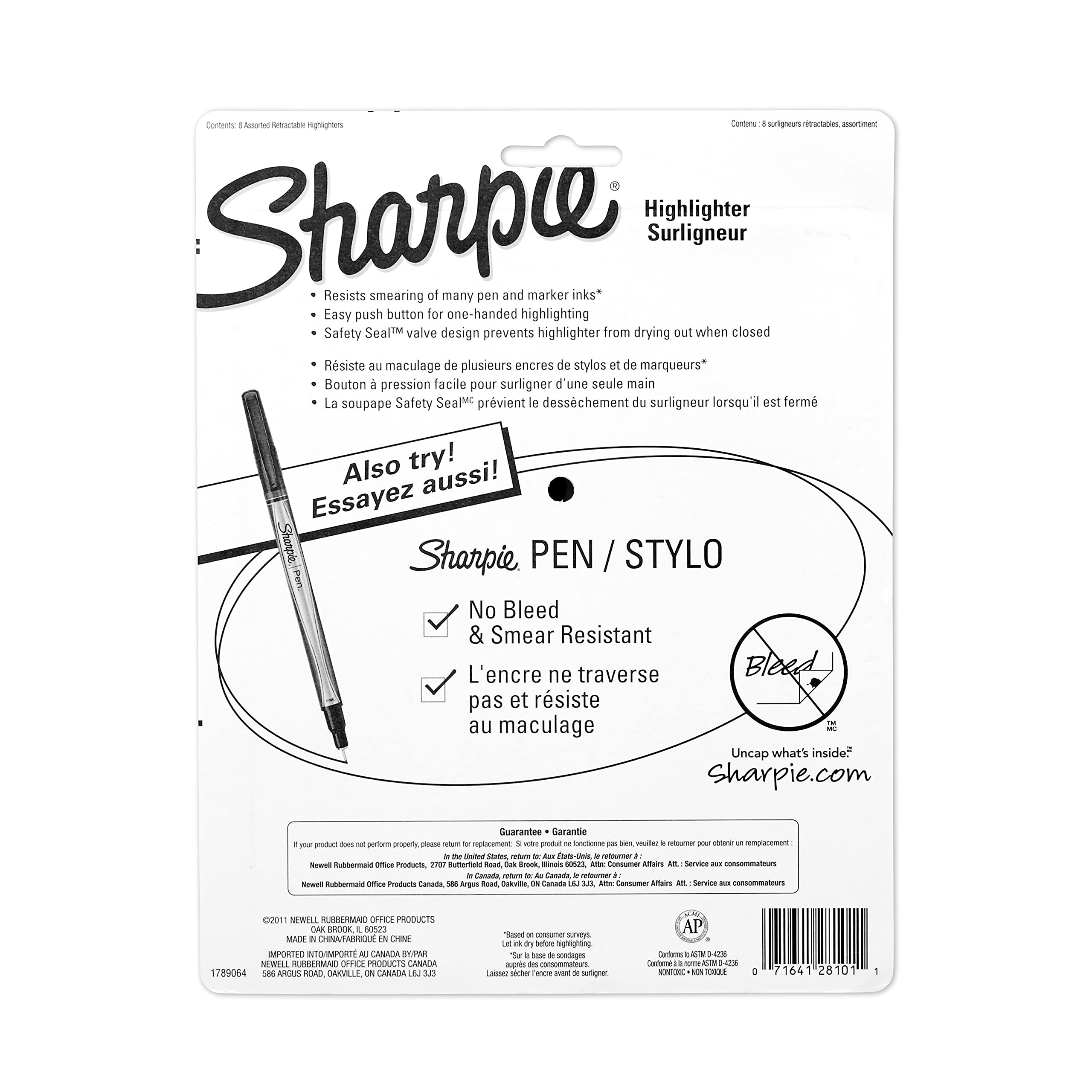 Sharpie Retractable Highlighters, Chisel Tip, Assorted, 8 Count