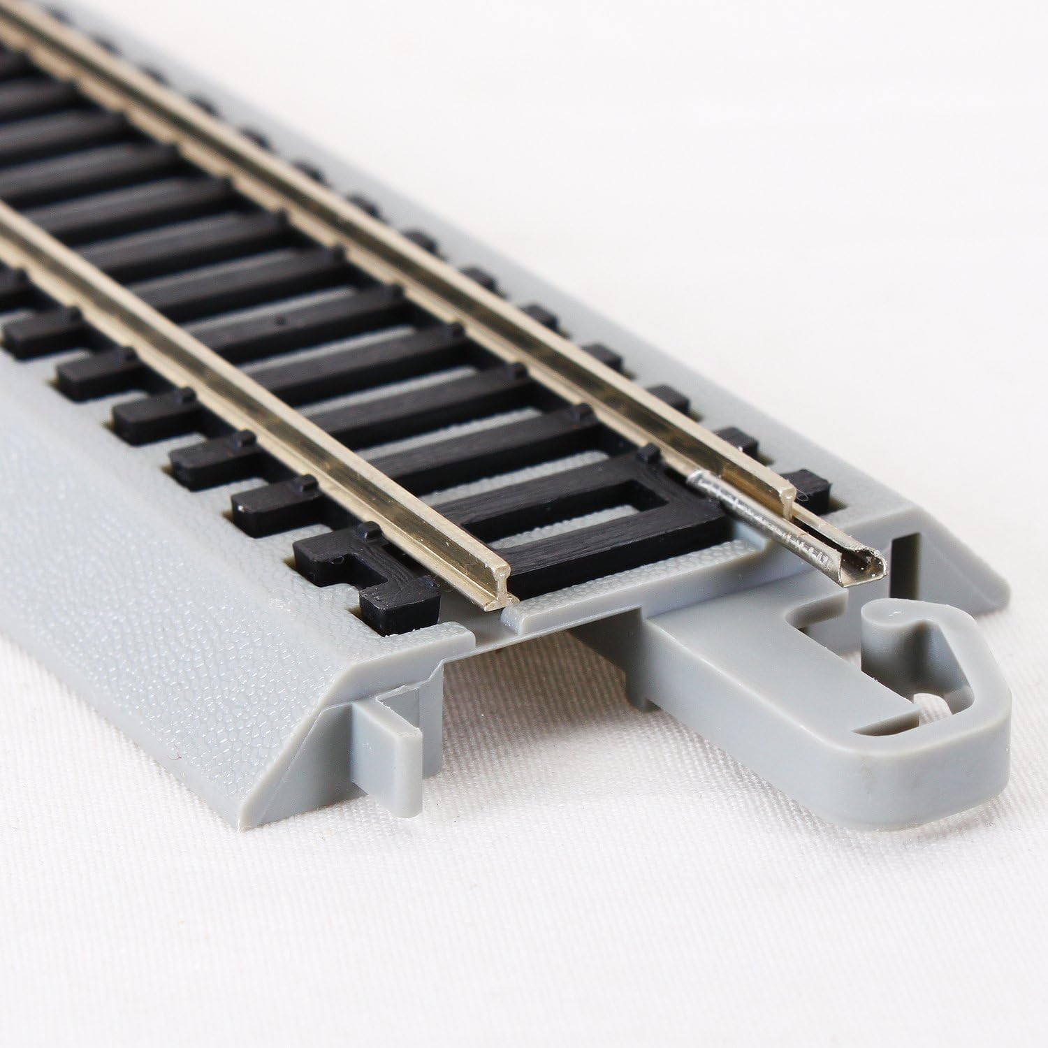 Bachmann Trains - E-Z COMMAND DCC EQUIPPED TURNOUT – LEFT - NICKEL SILVER E-Z TRACK With Grey Roadbed - HO Scale
