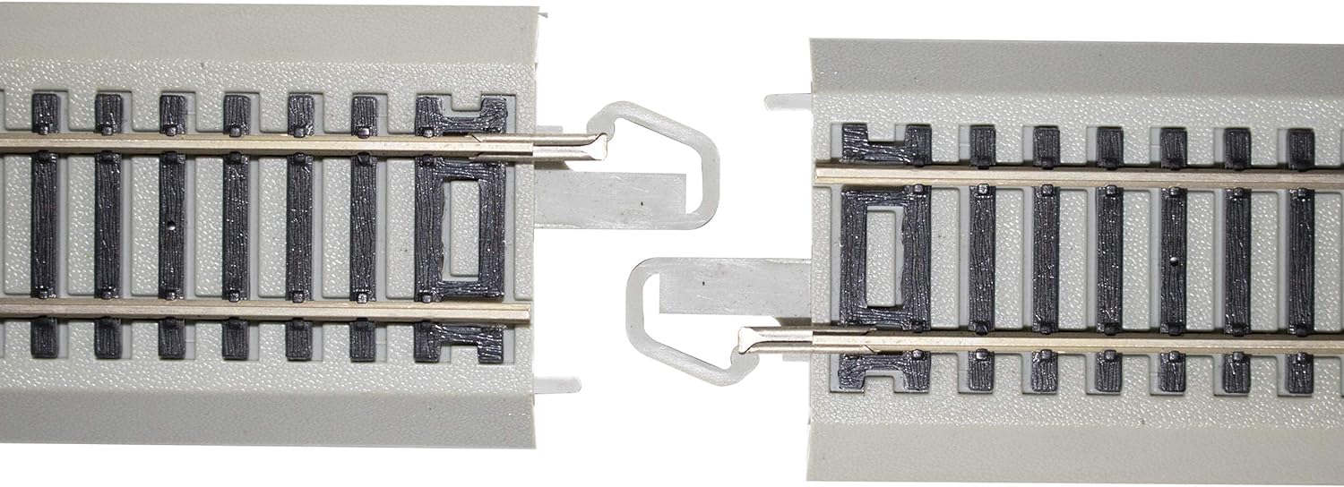 Bachmann Trains - E-Z COMMAND DCC EQUIPPED TURNOUT – LEFT - NICKEL SILVER E-Z TRACK With Grey Roadbed - HO Scale