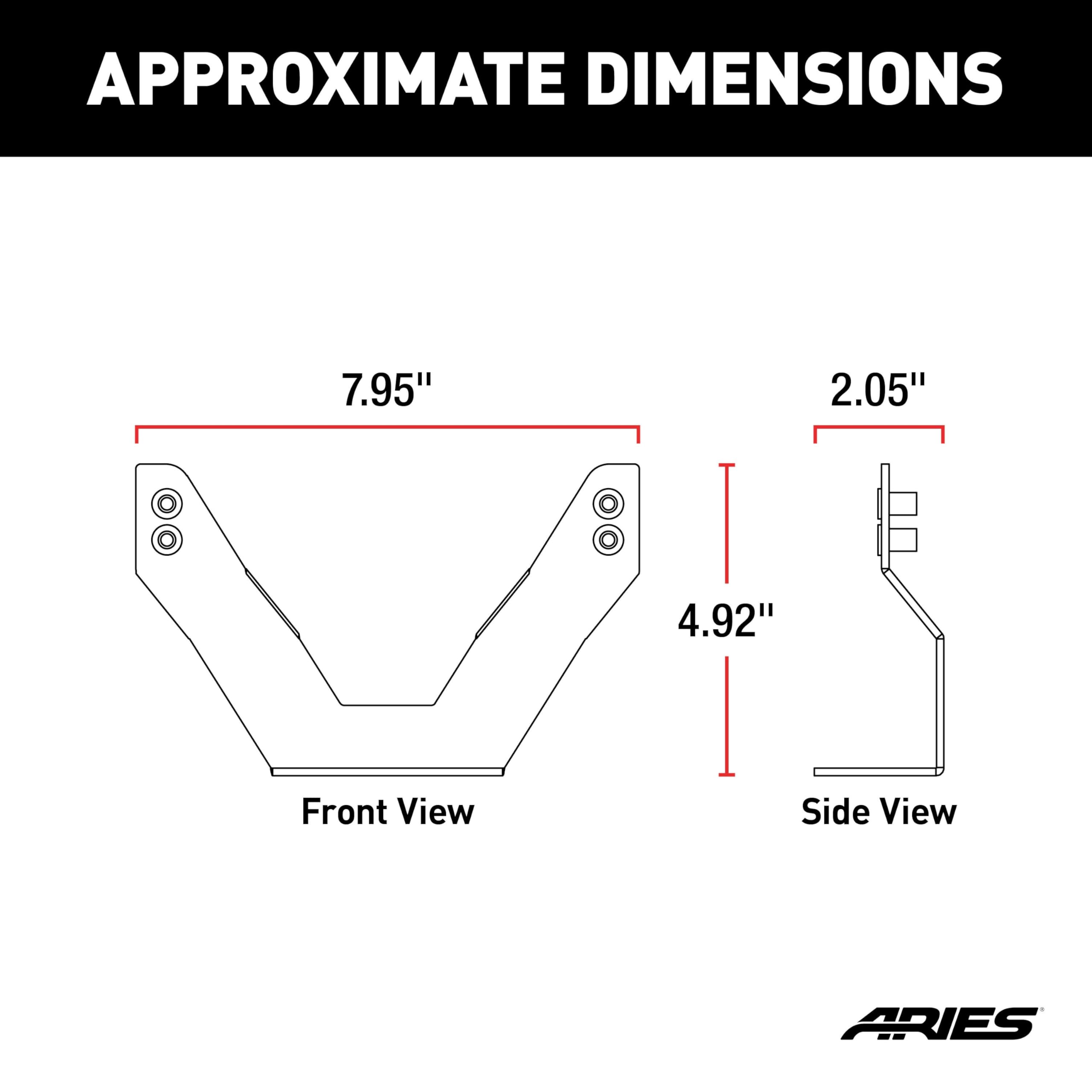 ARIES 35-0000 3-Inch Bull Bar License Plate Bracket