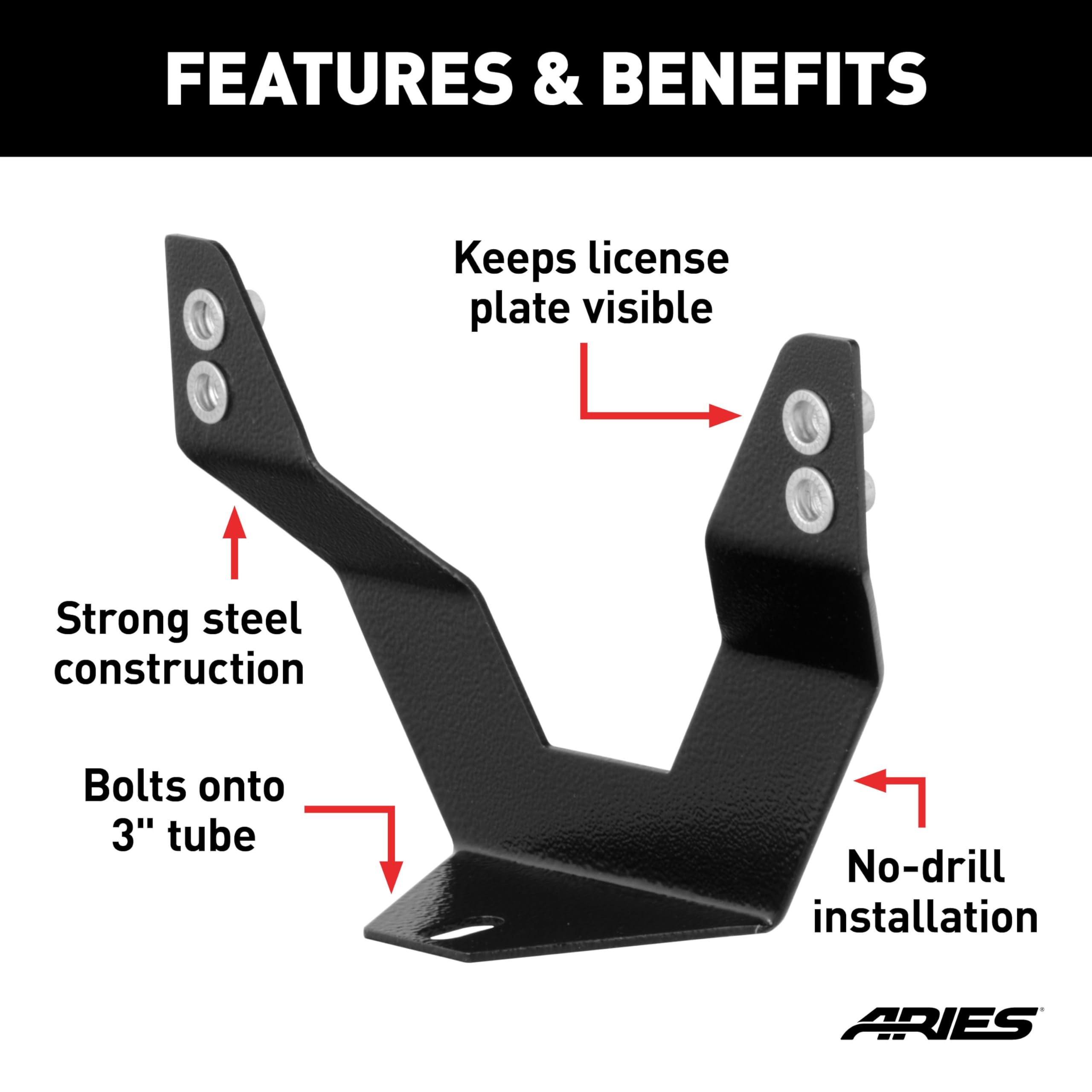 ARIES 35-0000 3-Inch Bull Bar License Plate Bracket
