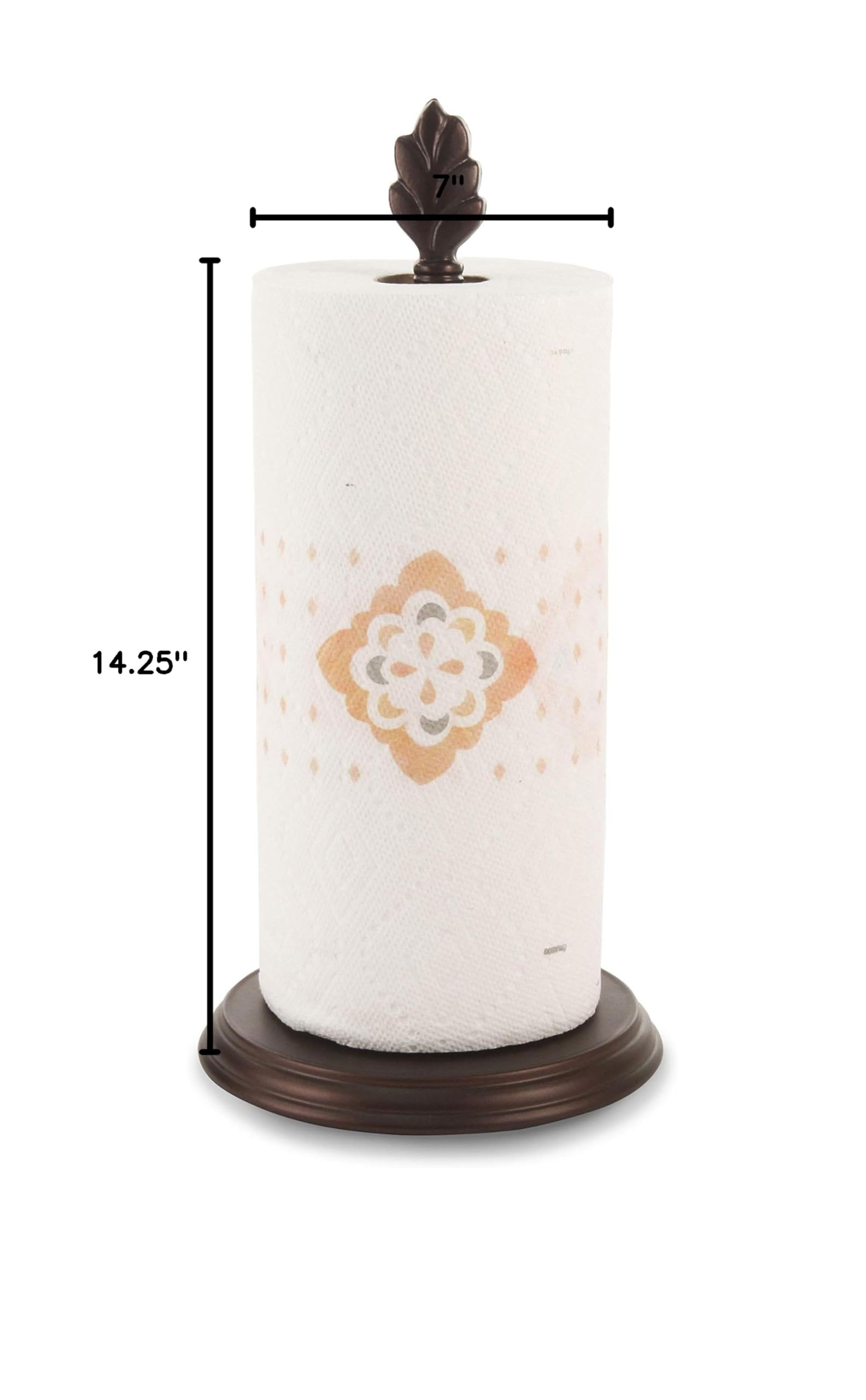 Spectrum Diversified Leaf Paper Towel Holder, Cast Iron Countertop Paper Towel Dispenser, Nature-Inspired Kitchen Countertop Paper Towel Holder, Holds Both Standard & Jumbo Rolls