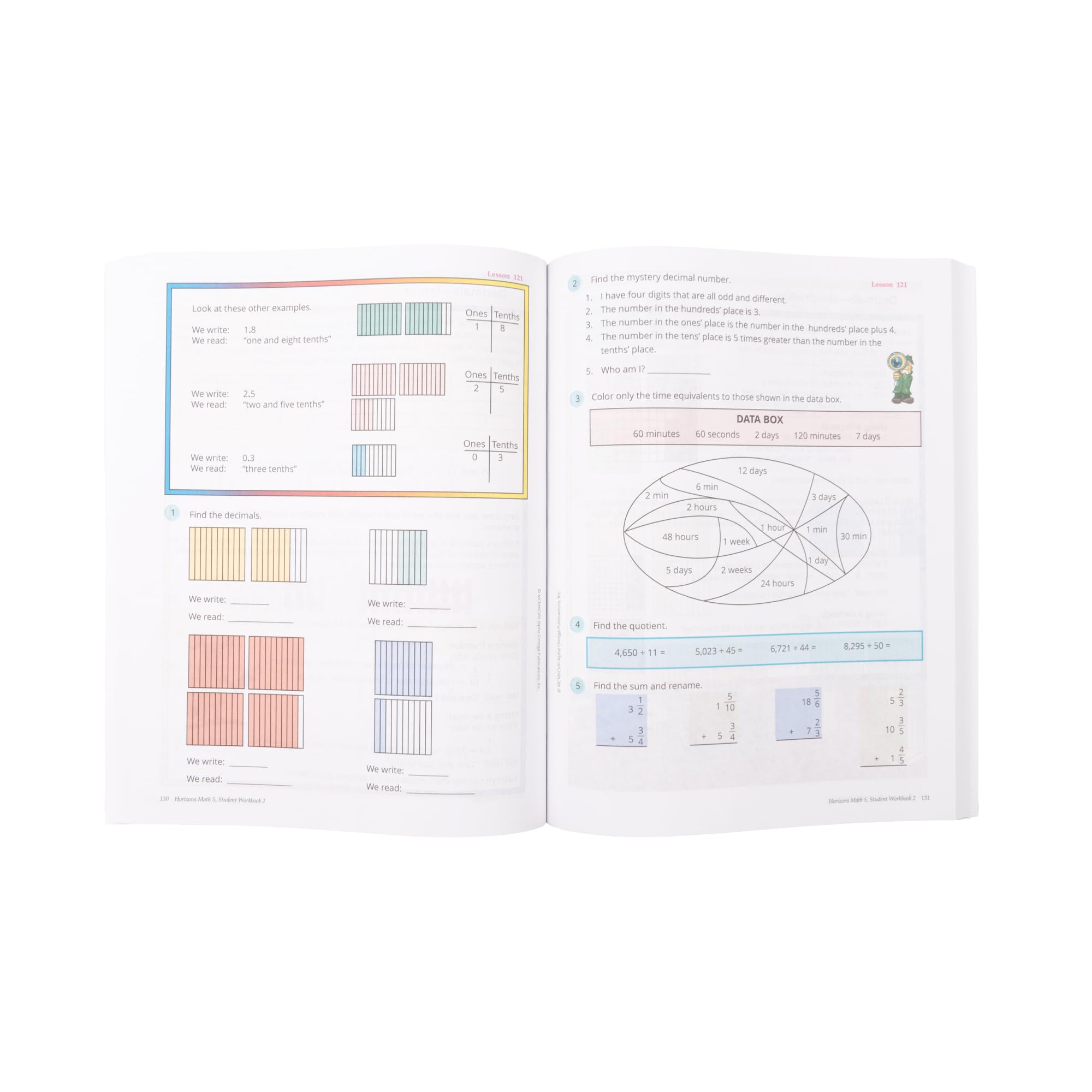 Horizons Math 5 SET of 2 Student Workbooks 5-1 and 5-2