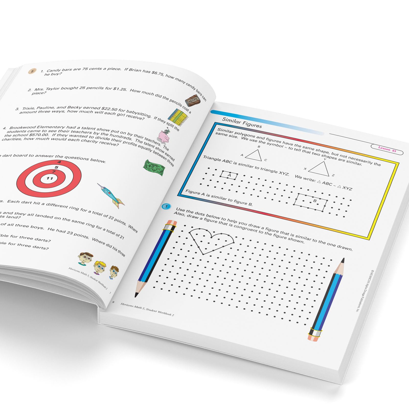 Horizons Math 5 SET of 2 Student Workbooks 5-1 and 5-2