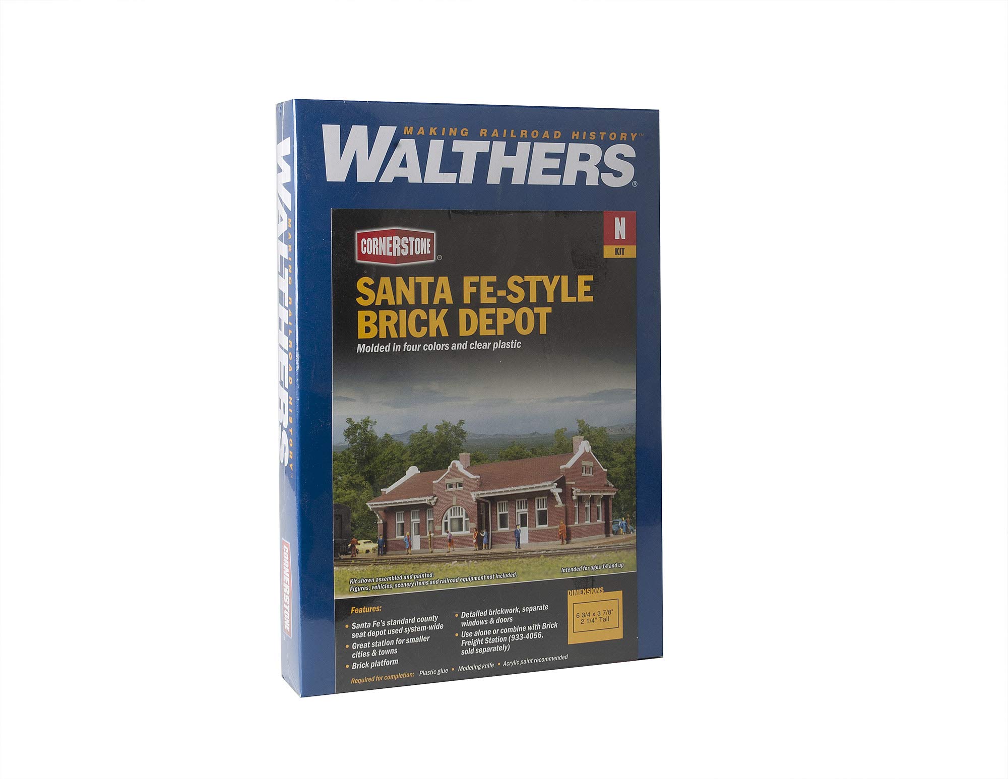 Walthers Cornerstone Series® N Scale Santa Fe-Style Brick Depot 6-3/4 x 3-7/8 x 2-1/4"