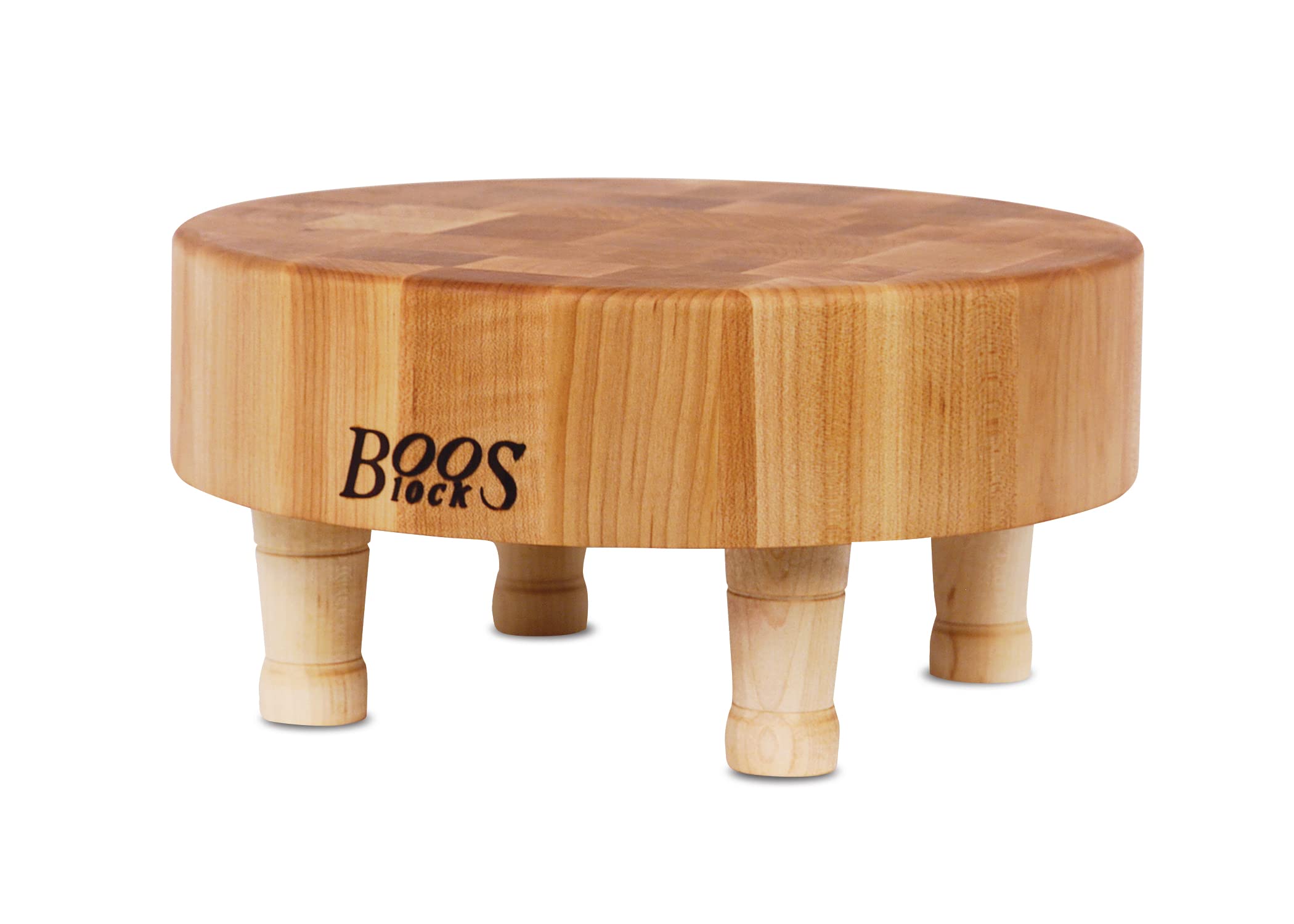 John Boos Block MCR1 Round Maple Wood End Grain Chopping Block with Feet, 12 Inches Round x 3 Inches