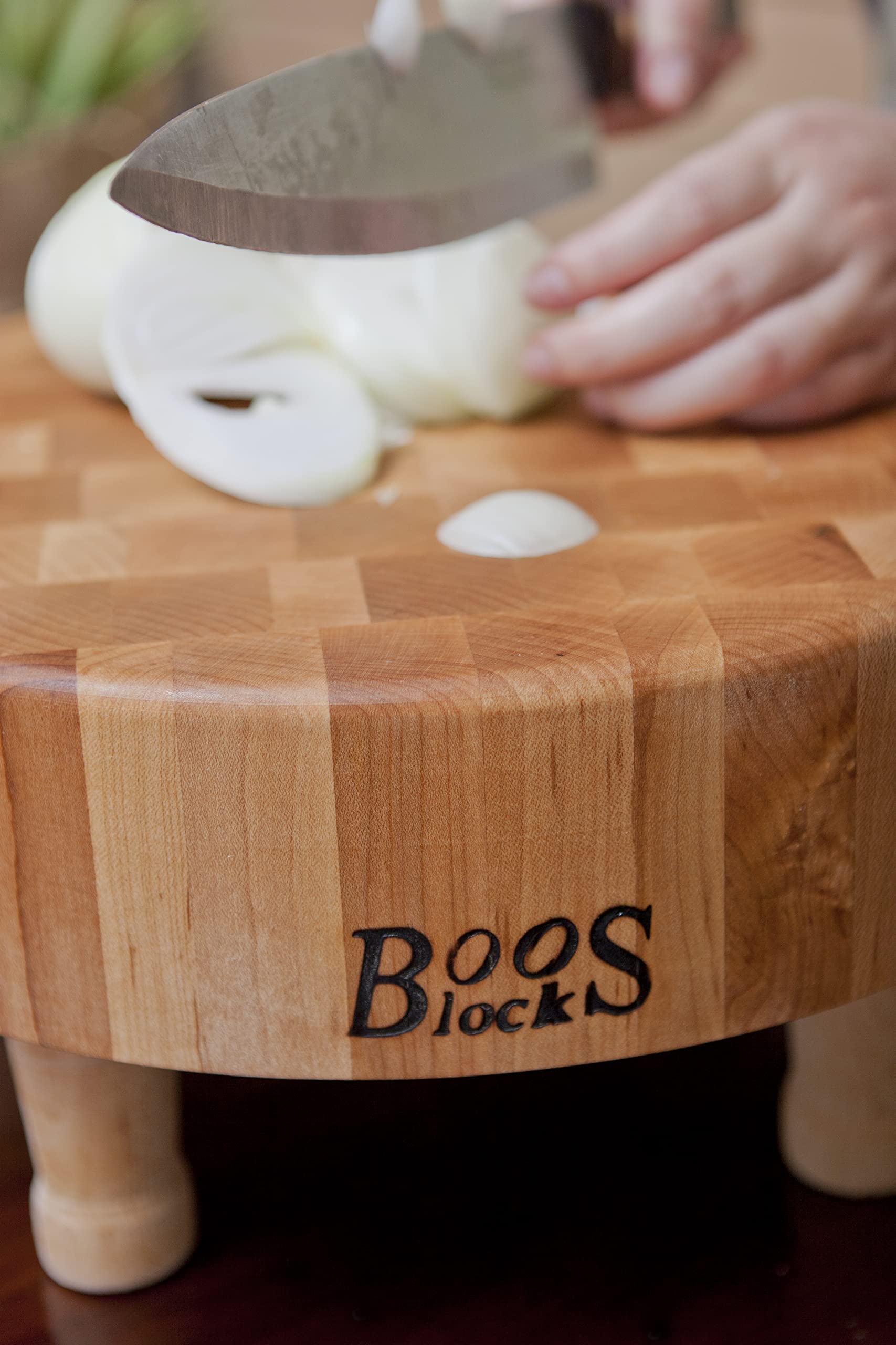 John Boos Block MCR1 Round Maple Wood End Grain Chopping Block with Feet, 12 Inches Round x 3 Inches