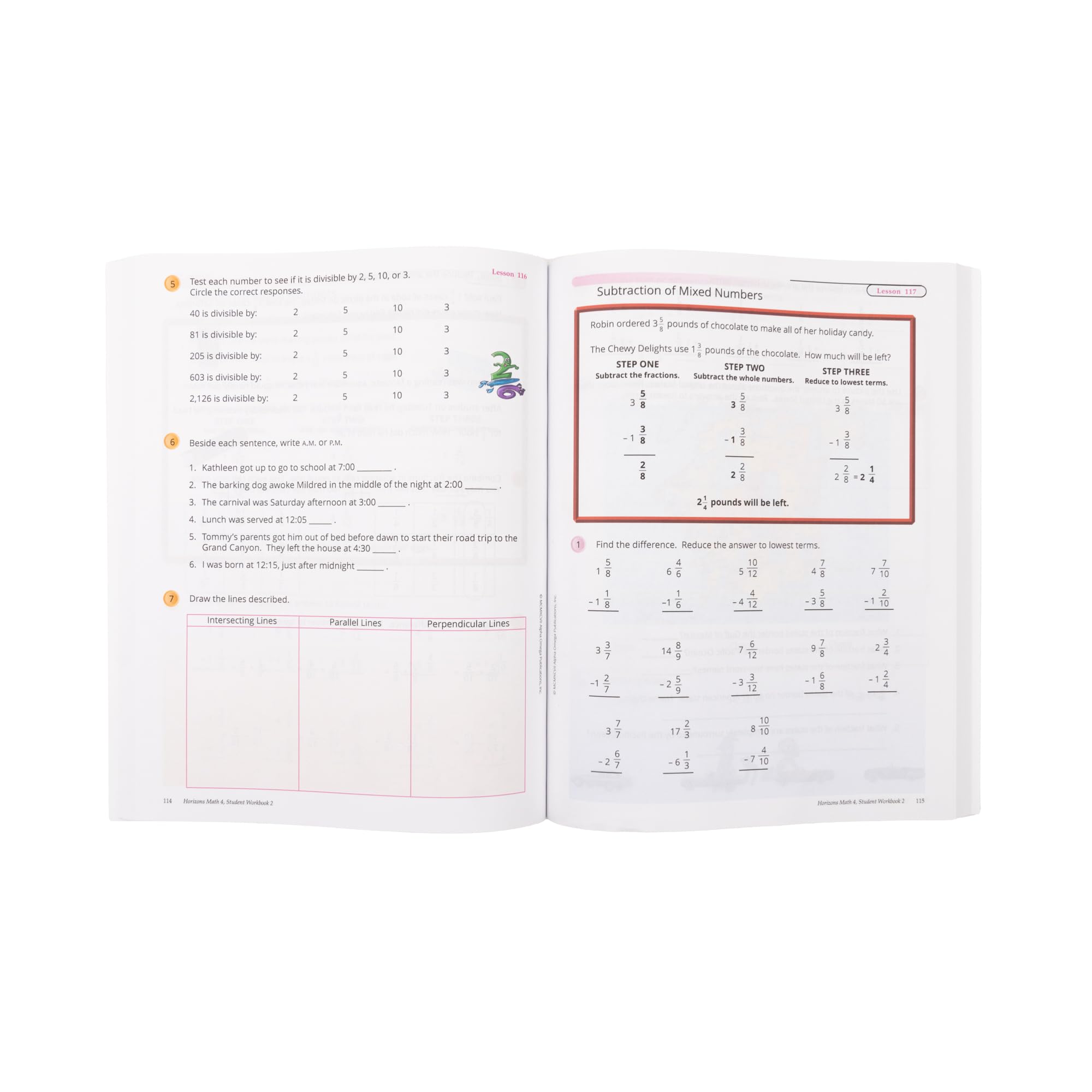 Horizons Math 4 SET of 2 Student Workbooks 4-1 and 4-2