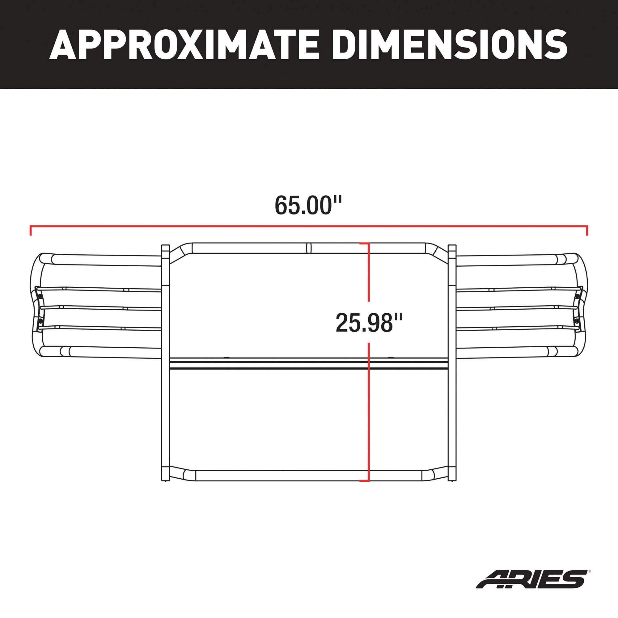 ARIES 2049 1-1/2-Inch Black Steel Grille Guard, No-Drill, Select Toyota Tacoma