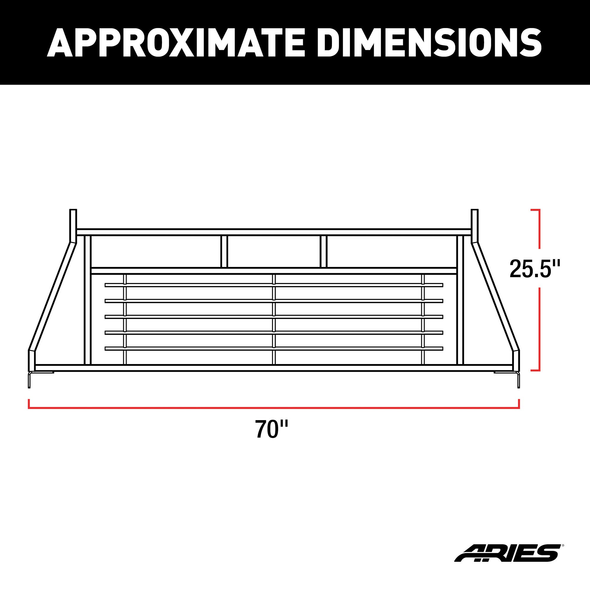 ARIES 111000 Classic Heavy-Duty Black Steel Truck Headache Rack Cab Protector, Select Chevrolet, Ford, Dodge, GMC, Ram