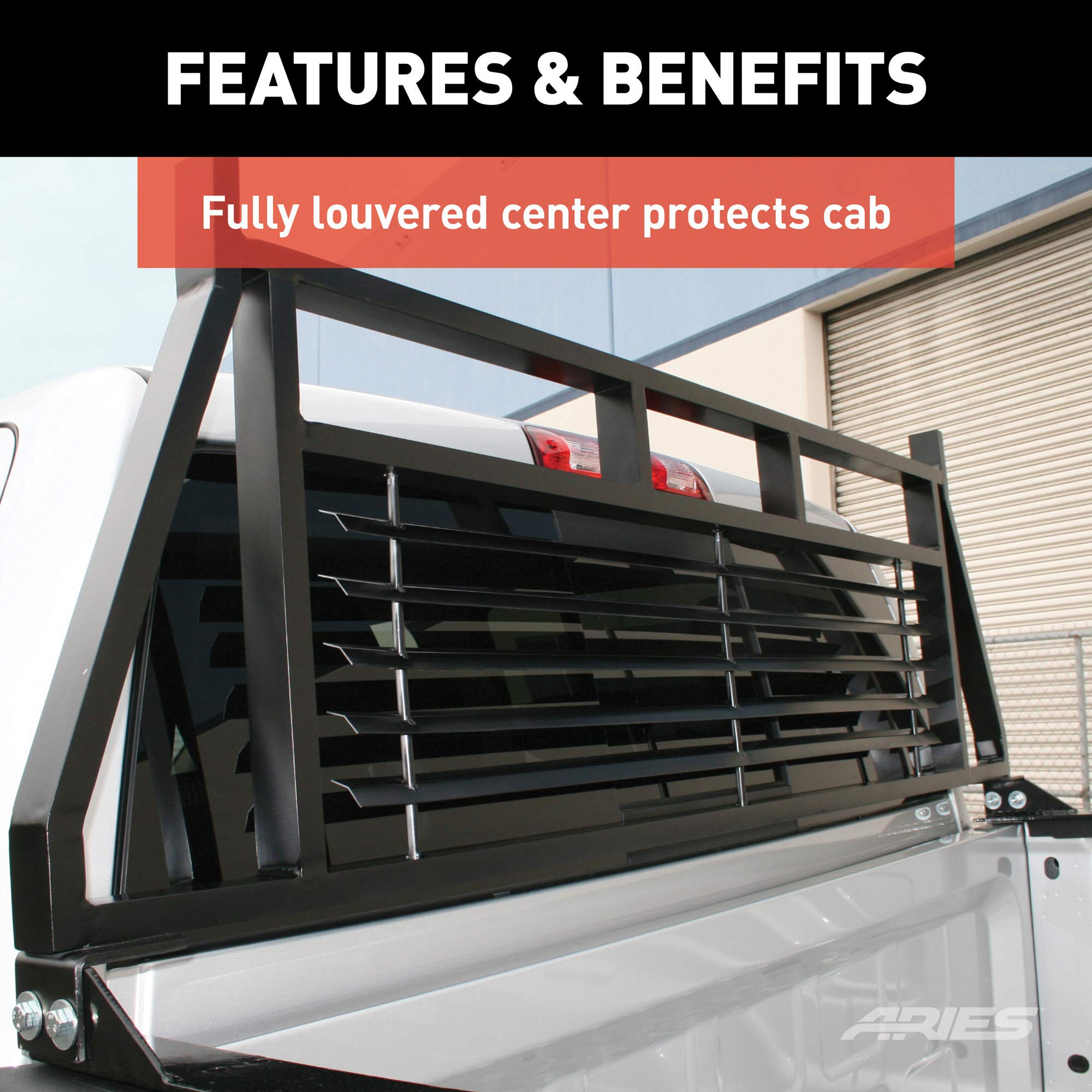 ARIES 111000 Classic Heavy-Duty Black Steel Truck Headache Rack Cab Protector, Select Chevrolet, Ford, Dodge, GMC, Ram