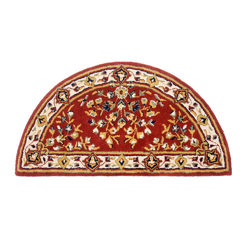 Minuteman International Burgundy Oriental Wool Hearth Rug, Half Round