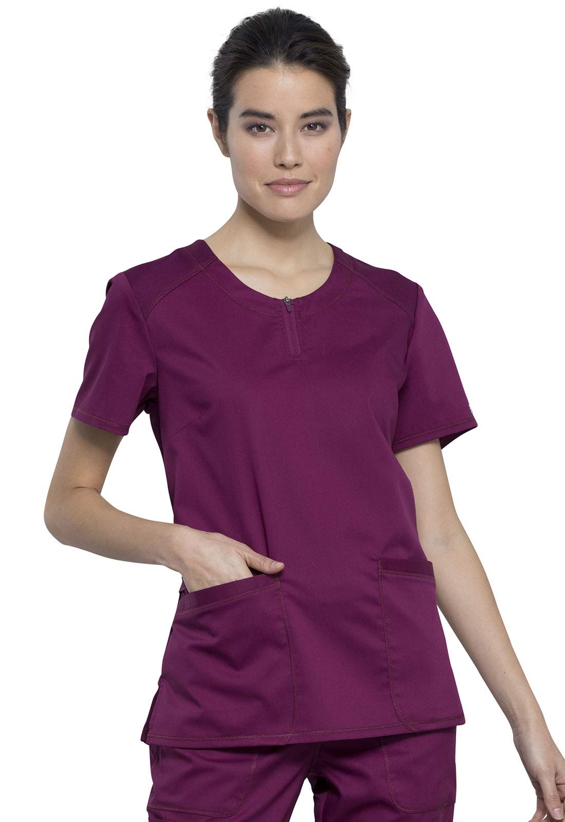 Cherokee Women Scrubs Top Workwear Revolution Round Neck Plus Size WW602, 5XL, Black