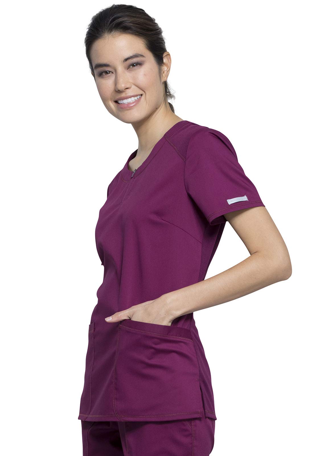 Cherokee Women Scrubs Top Workwear Revolution Round Neck Plus Size WW602, 5XL, Black