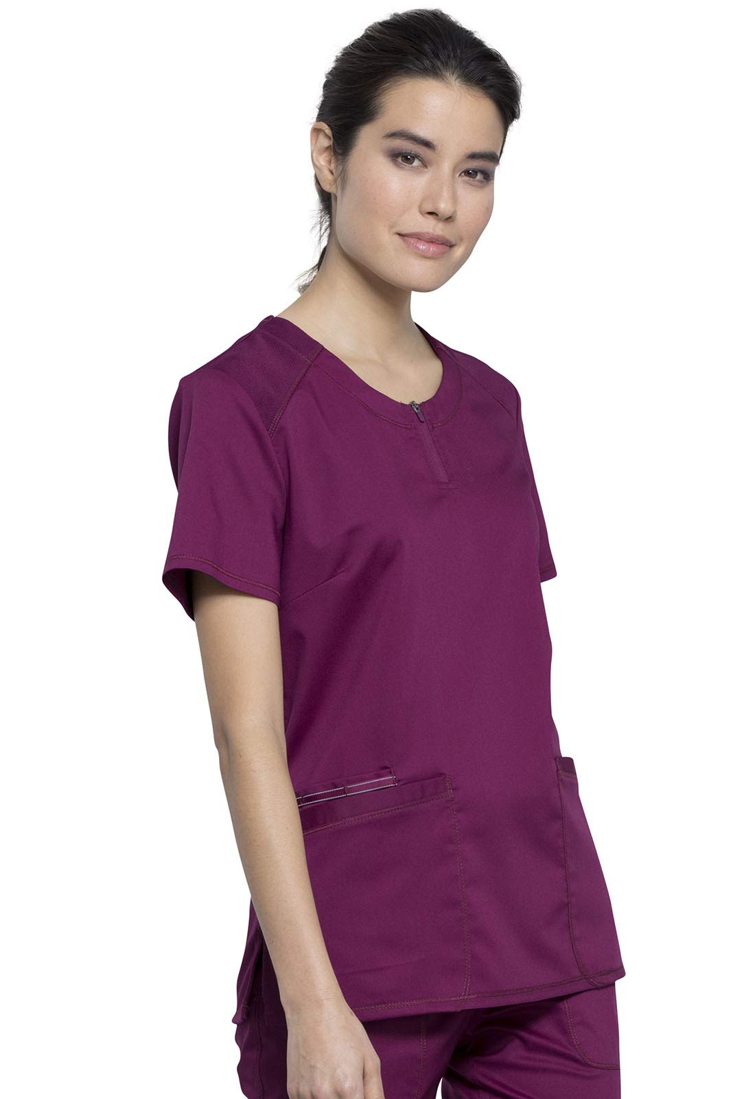 Cherokee Women Scrubs Top Workwear Revolution Round Neck Plus Size WW602, 5XL, Black