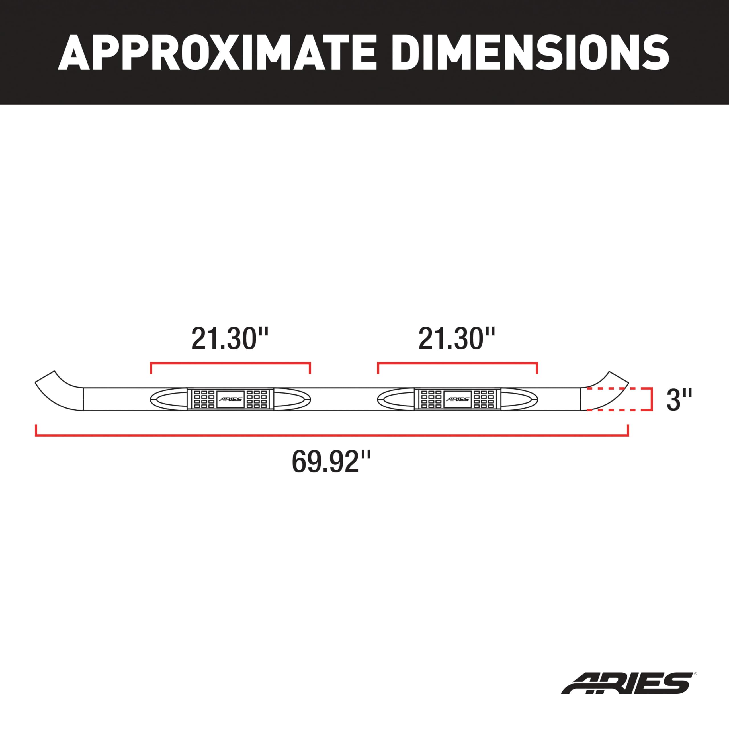 ARIES 204076 3-Inch Round Black Steel Nerf Bars, No-Drill, Select Hummer H3