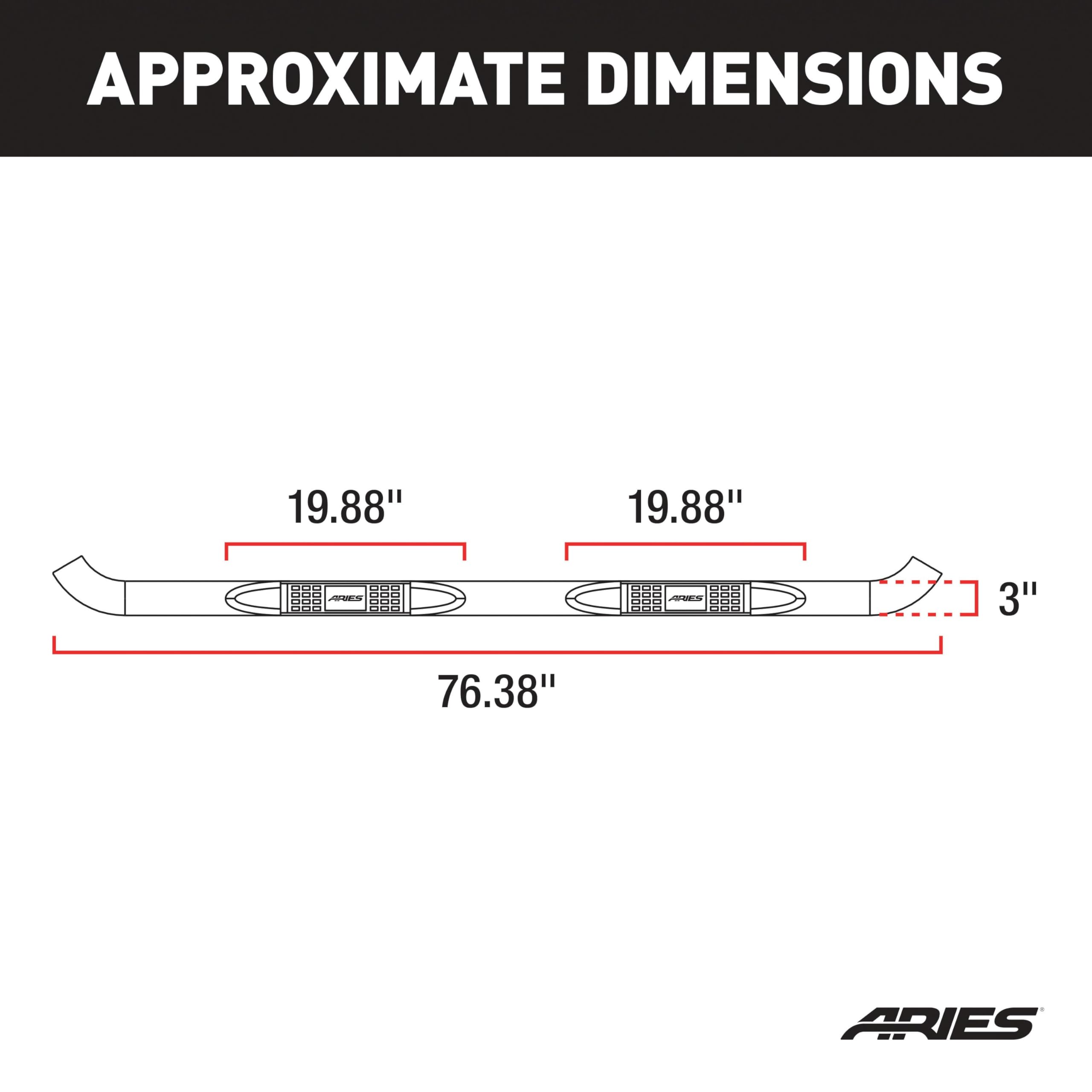 ARIES 204031 3-Inch Round Black Steel Nerf Bars, No-Drill, Select Chevrolet Traverse, GMC Acadia, Saturn Outlook