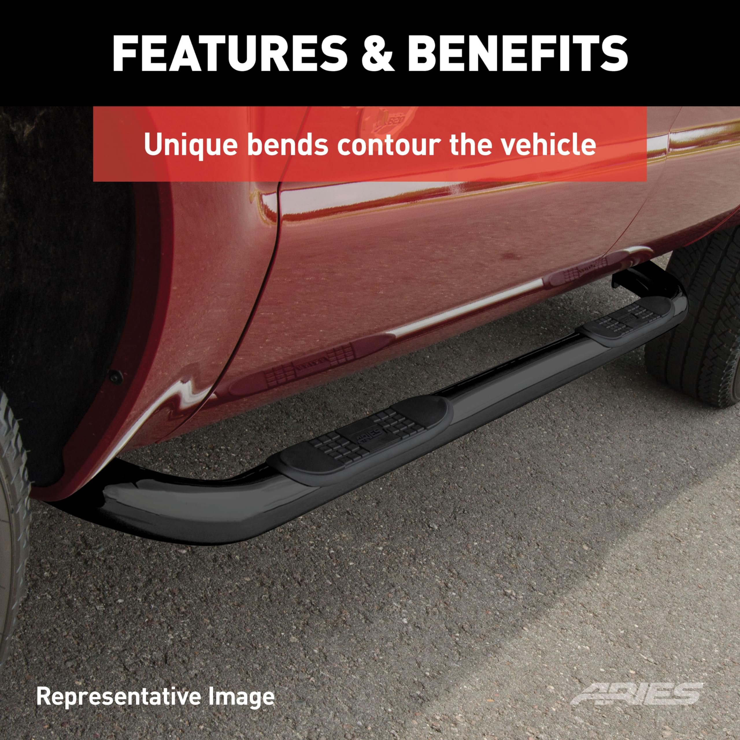 ARIES 204031 3-Inch Round Black Steel Nerf Bars, No-Drill, Select Chevrolet Traverse, GMC Acadia, Saturn Outlook