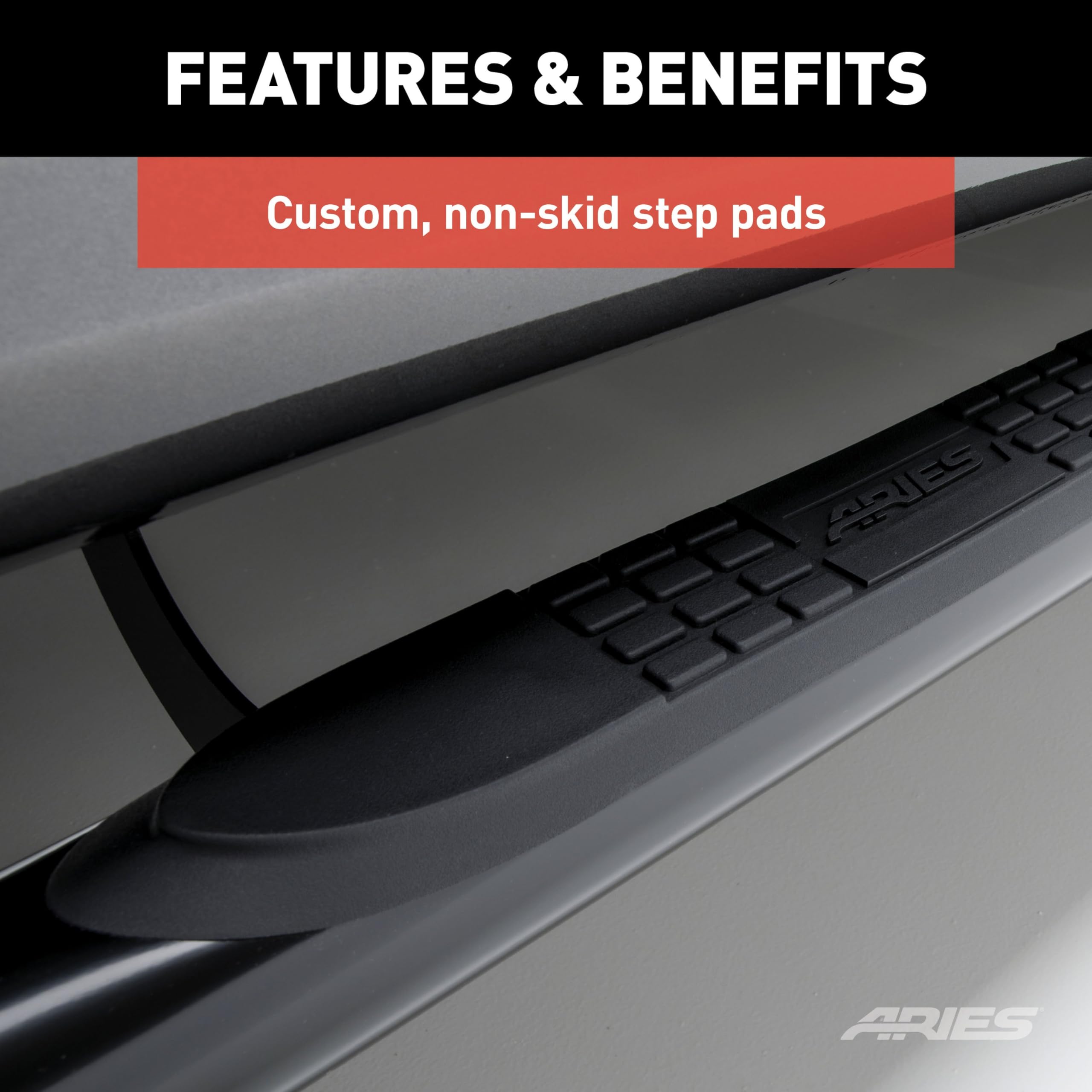 ARIES 204031 3-Inch Round Black Steel Nerf Bars, No-Drill, Select Chevrolet Traverse, GMC Acadia, Saturn Outlook
