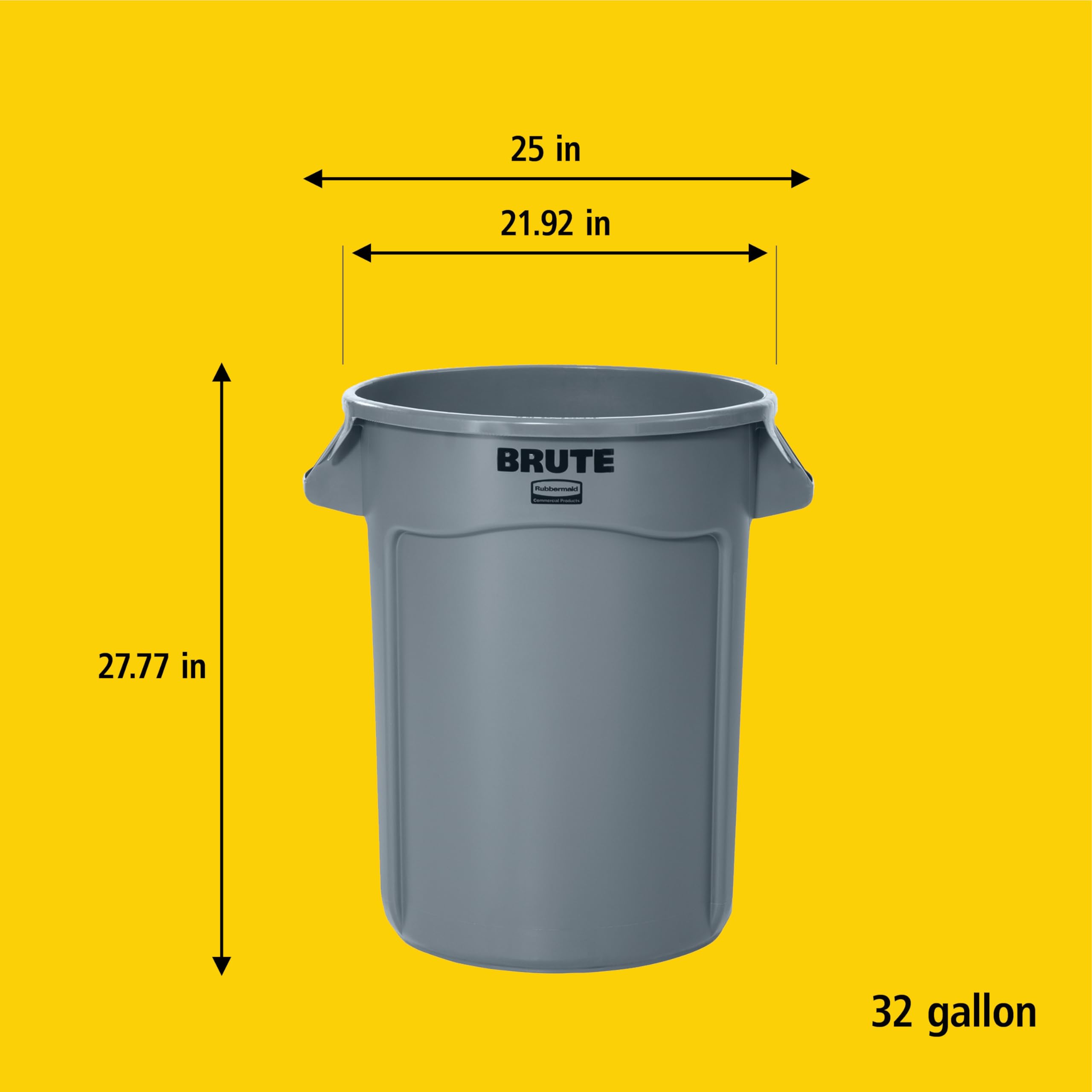 Rubbermaid Commercial Products FG263200BLUE BRUTE Heavy-Duty Round Trash/Garbage Can, 32-Gallon, Blue