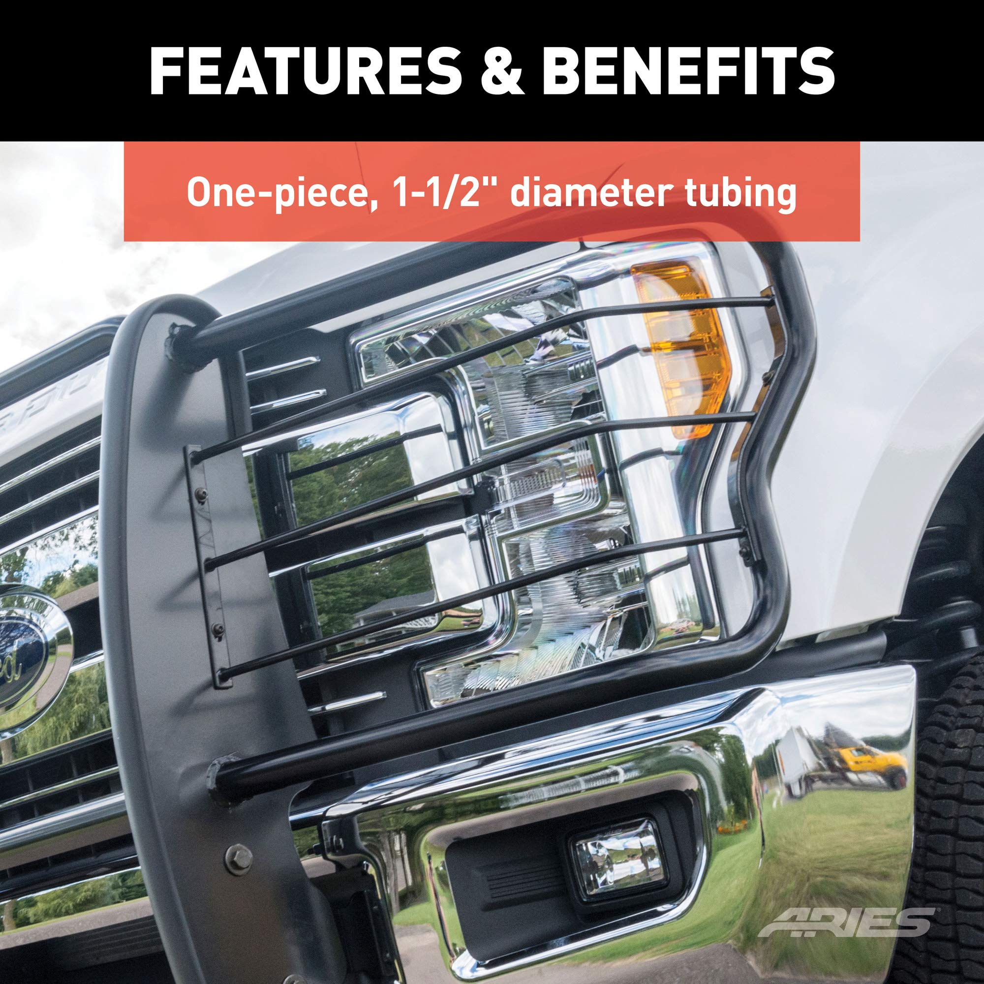 ARIES 4043 1-1/2-Inch Black Steel Grille Guard, No-Drill, Select Chevrolet Silverado 1500, Suburban, Tahoe