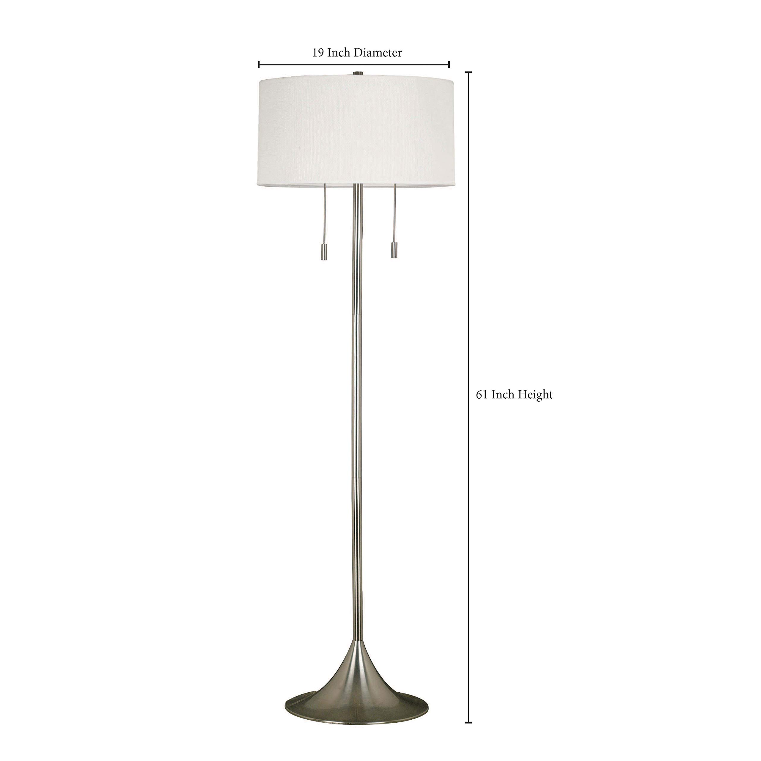 Kenroy Home 21405BS Stowe Floor Lamp with Brushed Steel Finish, Modern Style, 61" Height, 19" Width, 19" Depth