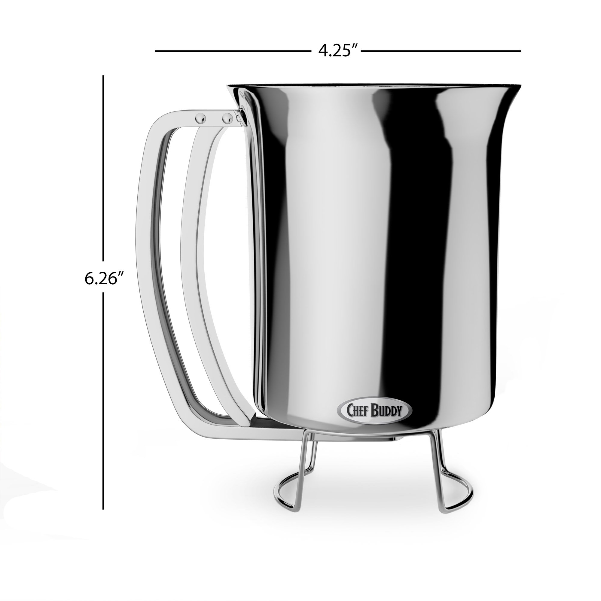 Pancake Batter Dispenser- Gourmet Stainless-Steel Pourer- Perfect for Baking Cupcakes, Waffles, Cakes, and Muffins- No Drip Dispenser by Chef Buddy
