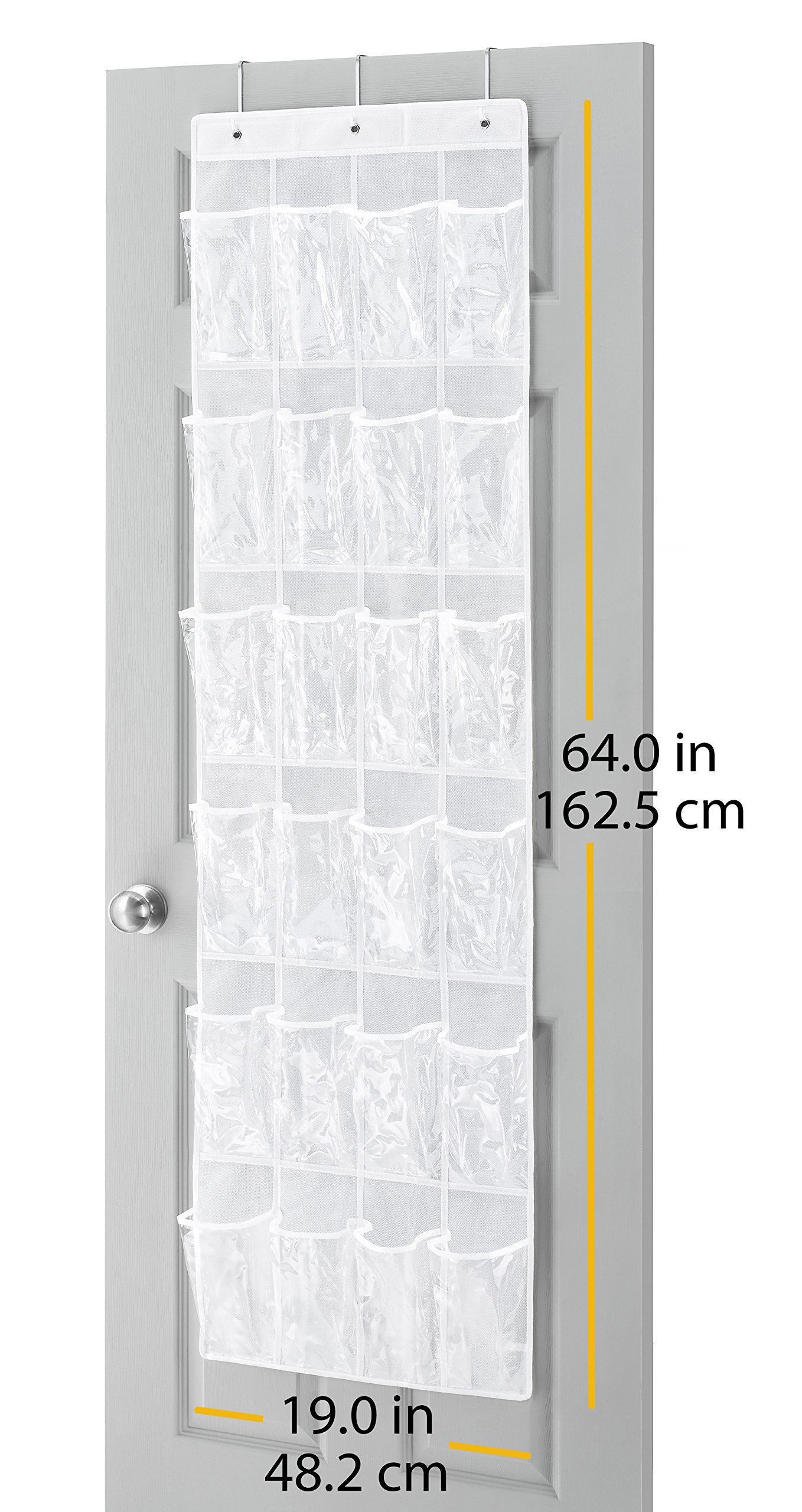 Whitmor Door Shoe Bag Hanging Organizer-12 Pair-24 Oversized Pockets, Clear