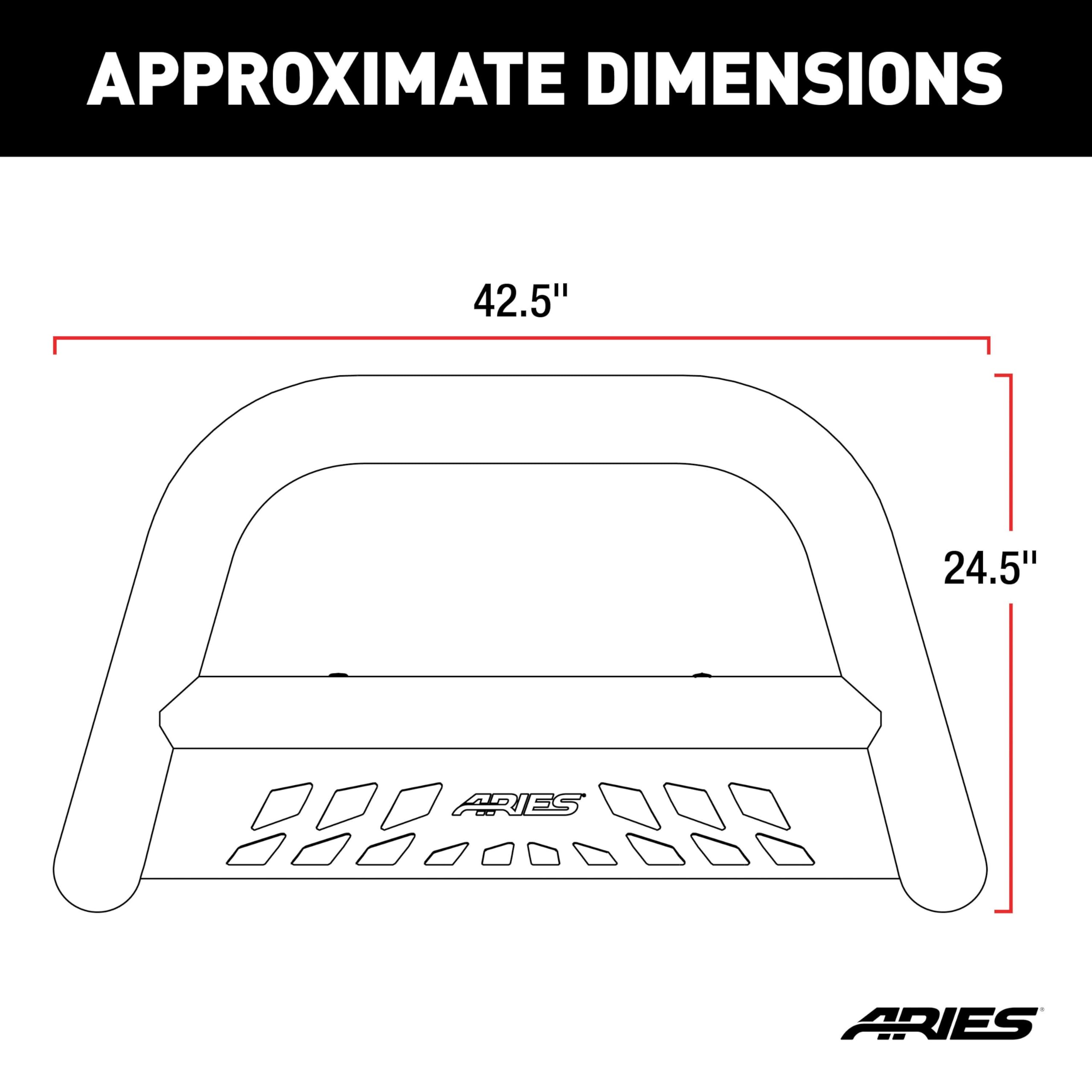 ARIES B35-3007 3-Inch Black Steel Bull Bar, No-Drill, Select Ford Expedition, F-150, Lincoln Mark LT