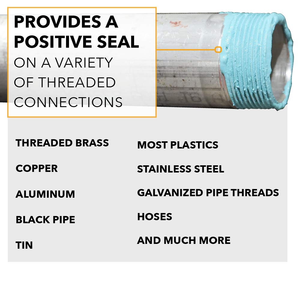 Gasoila - SS04 Soft-Set Pipe Thread Sealant with PTFE Paste, Non Hardening, -100 to 600 Degree F, 1/4 Pint Brush