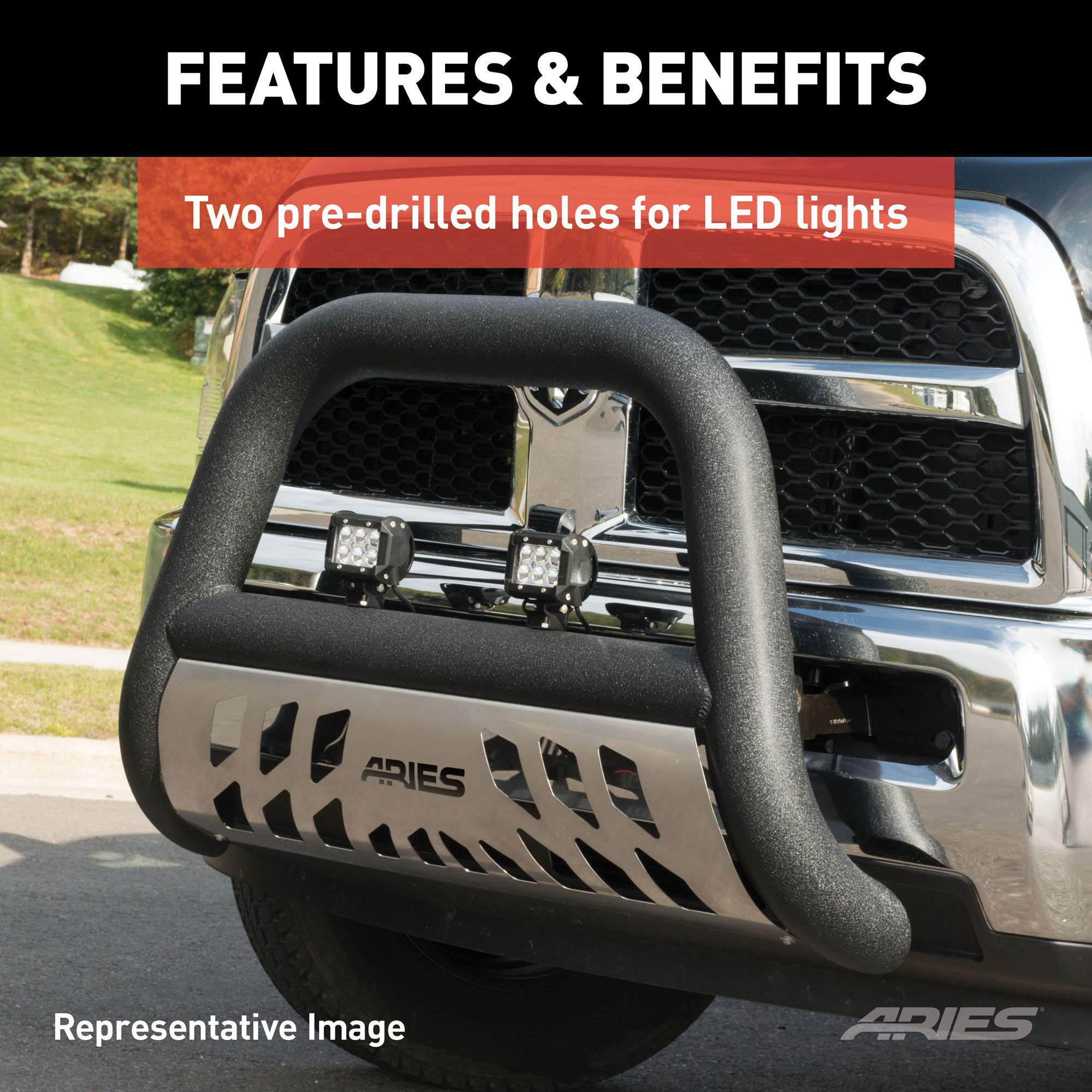 ARIES 45-2004 Big Horn 4-Inch Polished Stainless Steel Bull Bar, Select Toyota Sequoia, Tundra
