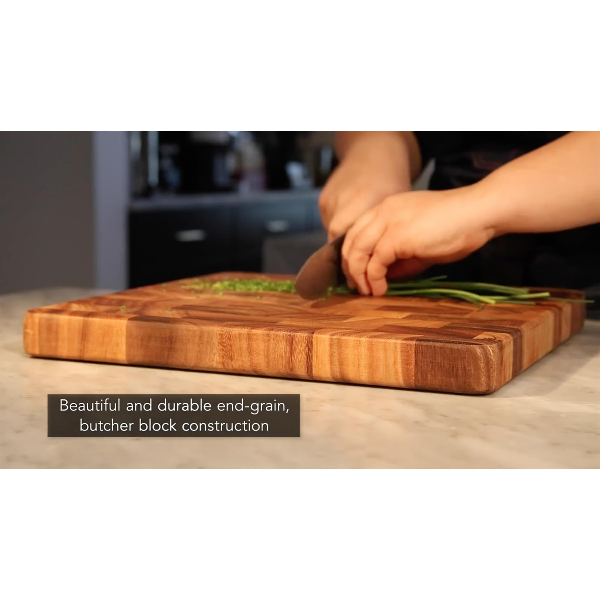 Ironwood Gourmet Large End Grain Prep Station Acacia Wood Cutting Board, 14 x 20-Inch, Brown