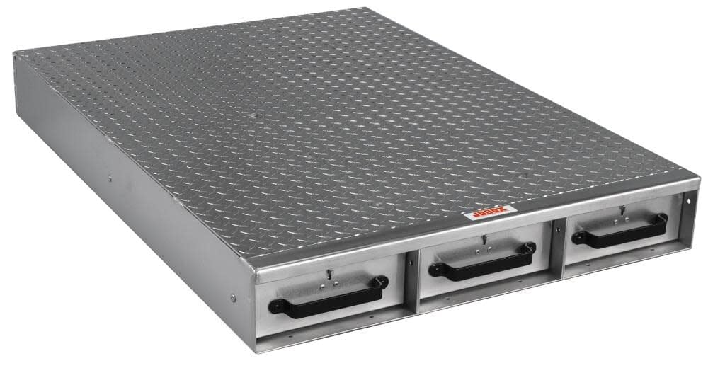Jobox 1403980 3-Drawer Long Floor Heavy-Duty Aluminum Drawer Storage - (36" W x 6" H x 50" L)