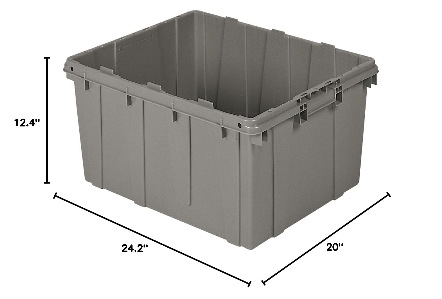 Buckhorn DL2420120201000 Plastic Nesting Detached Lid Container, 24-Inch x 20-Inch x 12-Inch, Grey