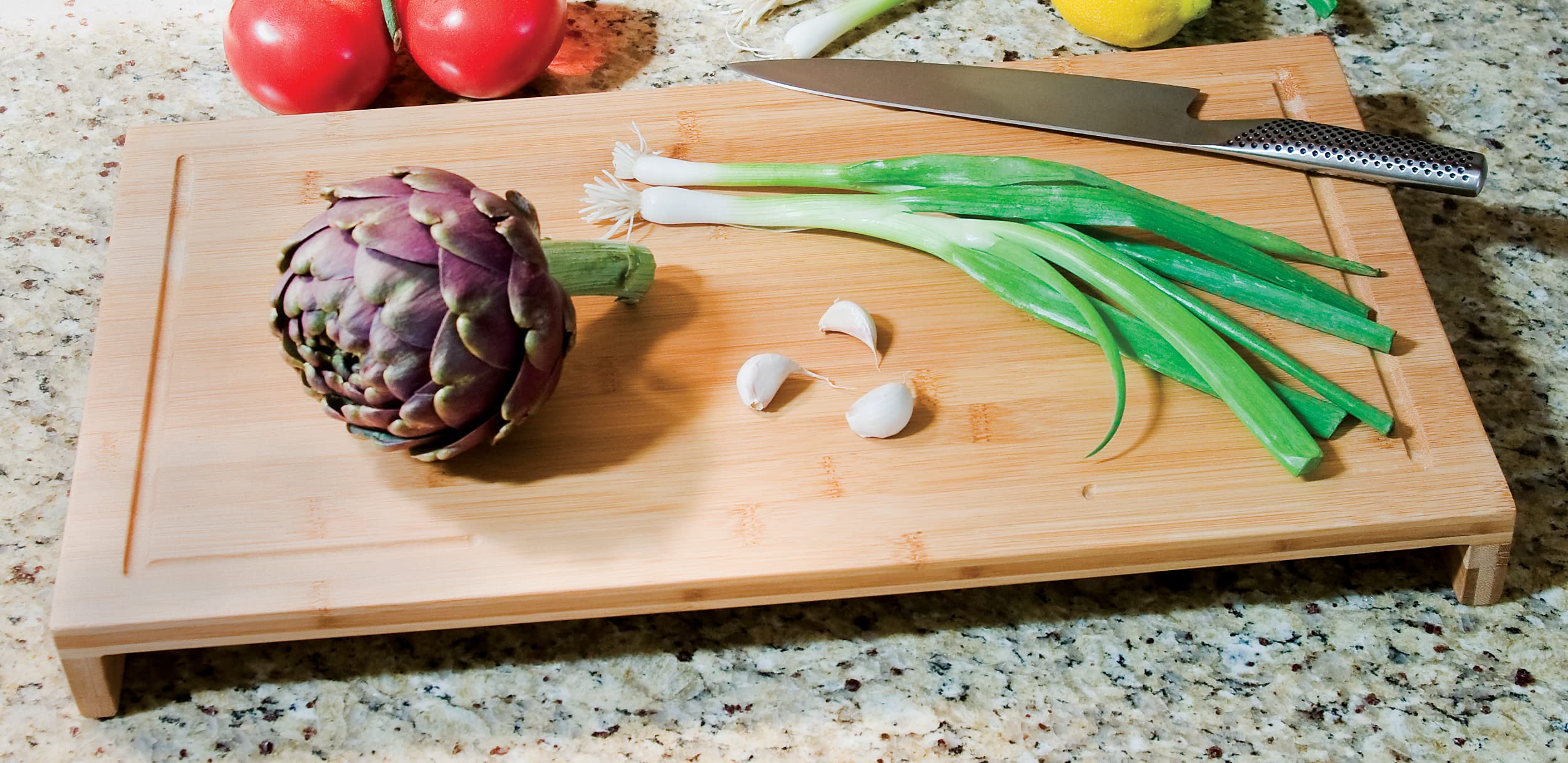 Lipper International Bamboo Wood Over-The-Sink/Stove Kitchen Cutting and Serving Board, Large, 20-1/2" x 11-1/2" x 2"