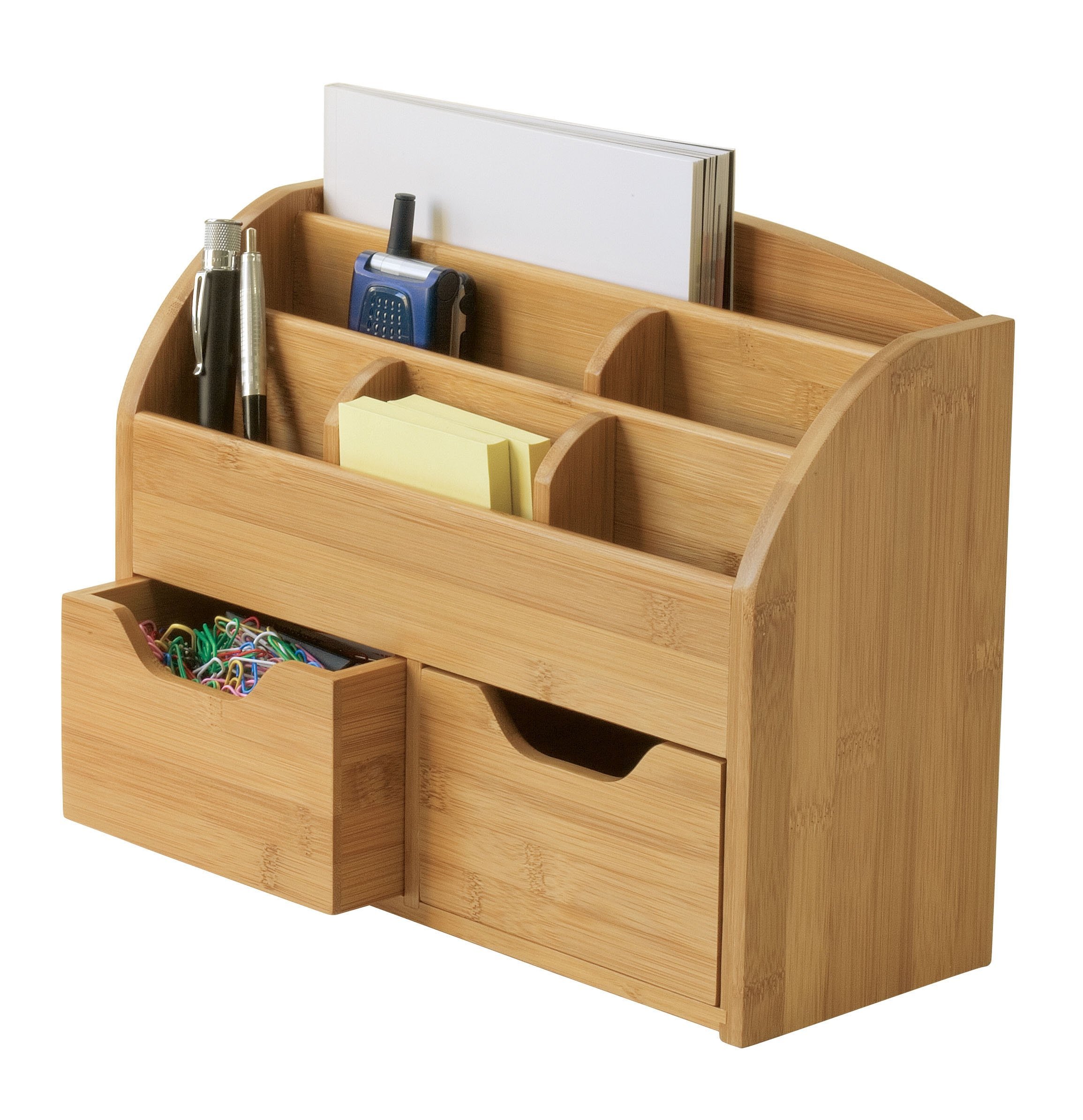 Lipper International 809 Bamboo Wood Space-Saving Desk Organizer, 13" x 10" x 5 3/8"
