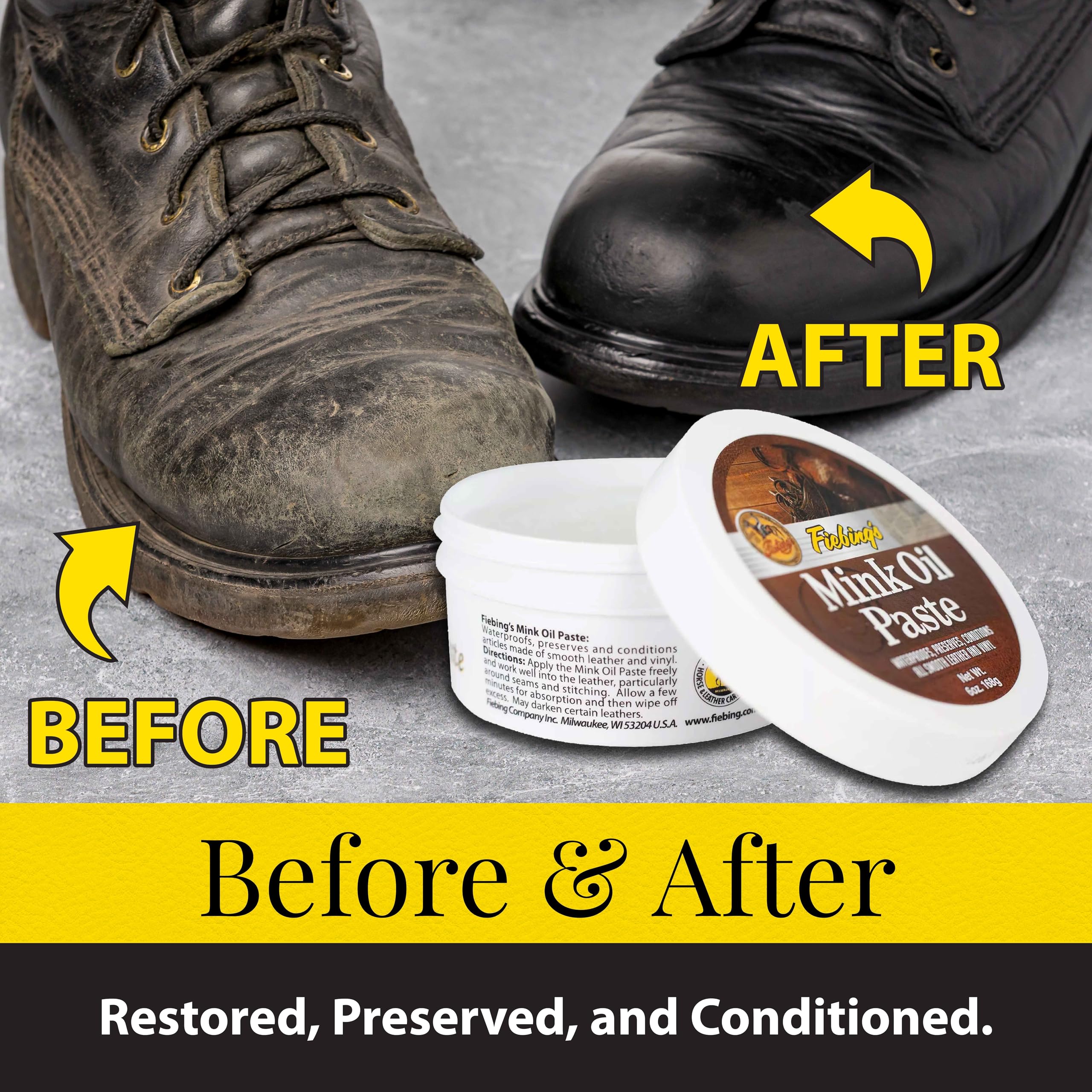 Fiebing's Mink Oil Paste, 6 Oz. - Softens, Preserves and Waterproofs Smooth Leather and Vinyl,One Size