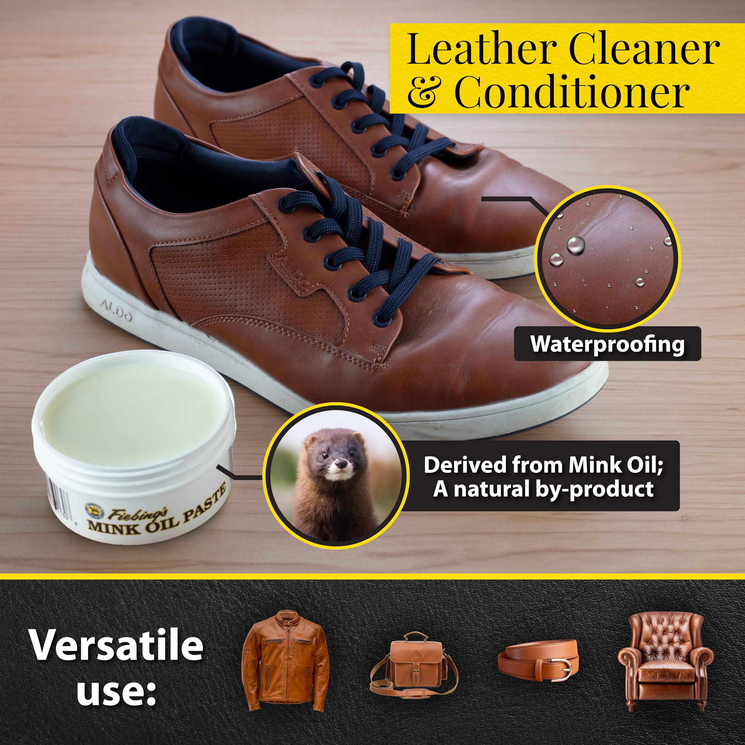 Fiebing's Mink Oil Paste, 6 Oz. - Softens, Preserves and Waterproofs Smooth Leather and Vinyl,One Size